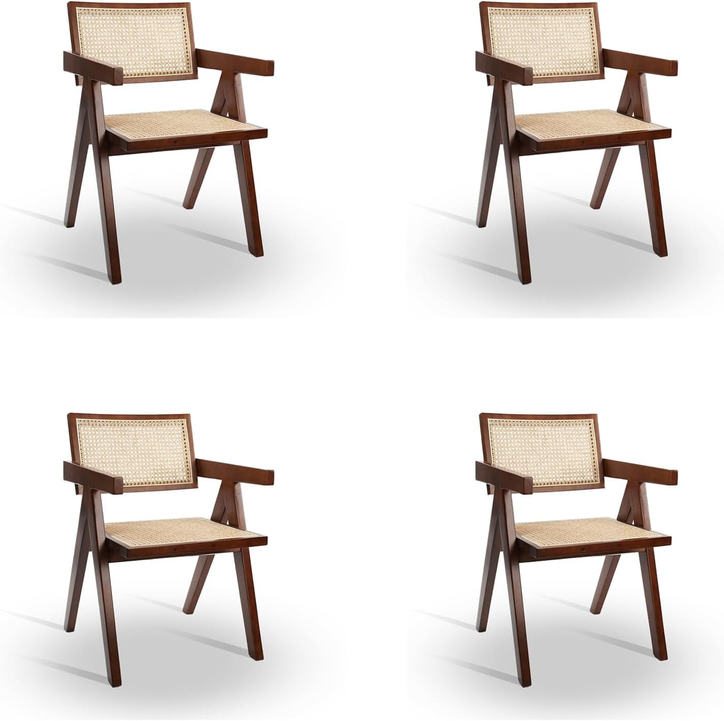 CLATINA Rattan Chair, Mid Century Accent, Wood Frame for Home, Dining ...