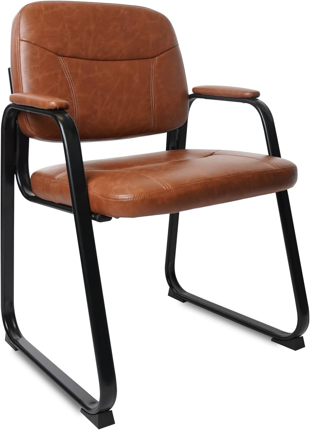 CLATINA Reception Chair with Sled Base and Bonded Leather Padded ...
