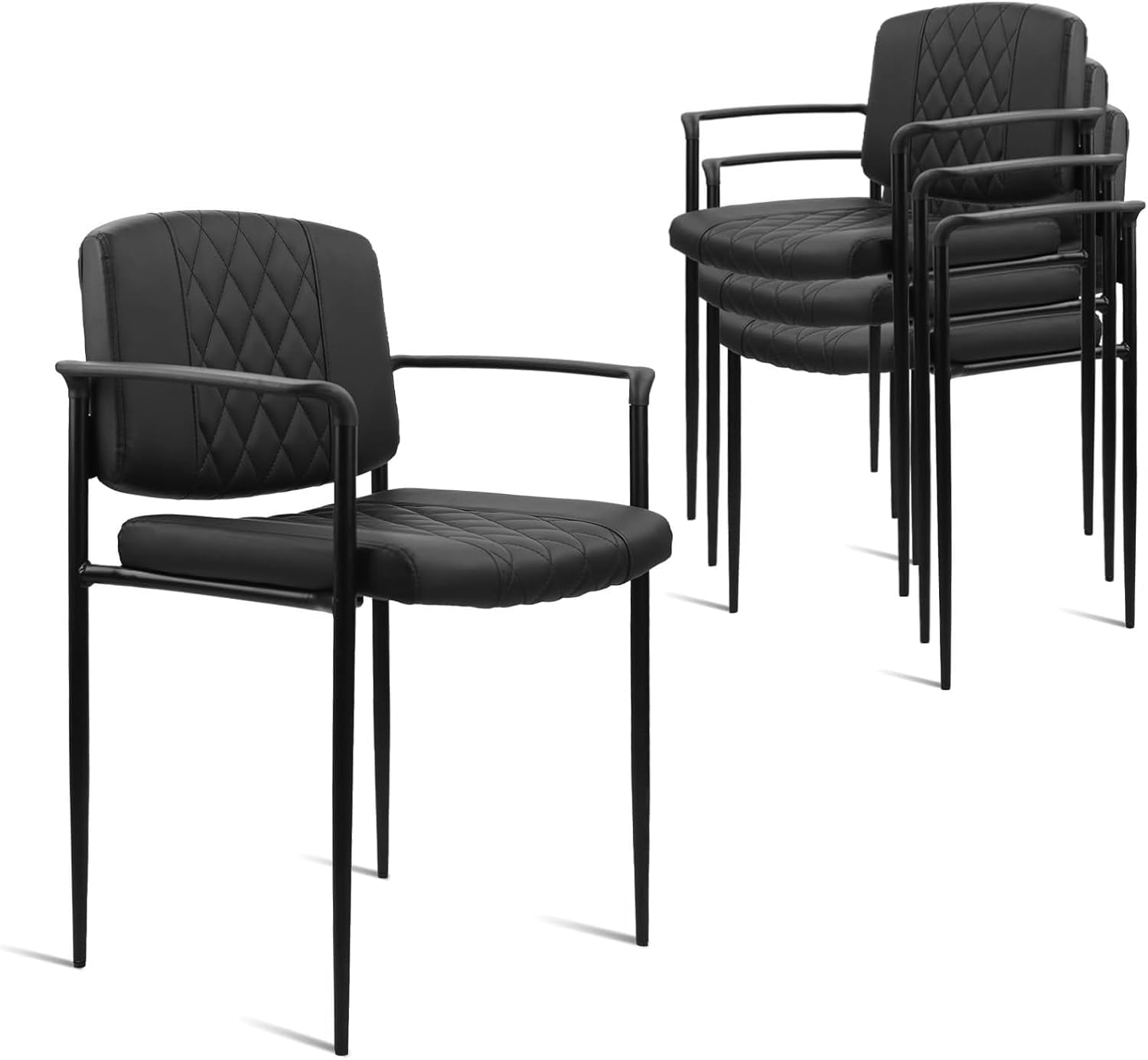 CLATINA Stackable Waiting Room Chair with Armrest, Leather Comfy ...