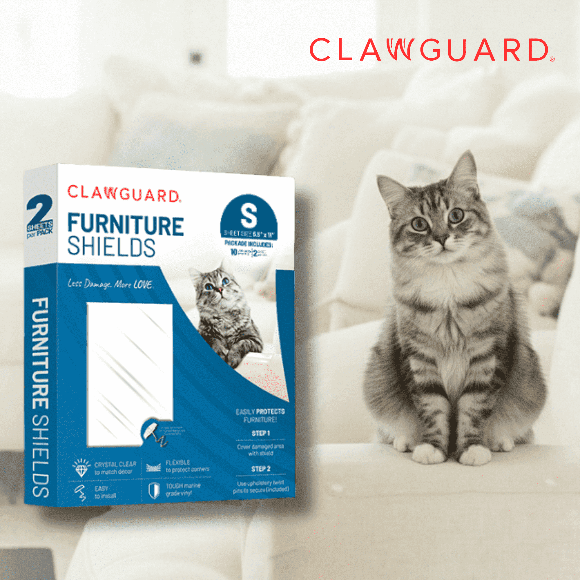 CLAWGUARD Anti-Scratch Sofa Cover, Marine Grade Furniture Shield for ...