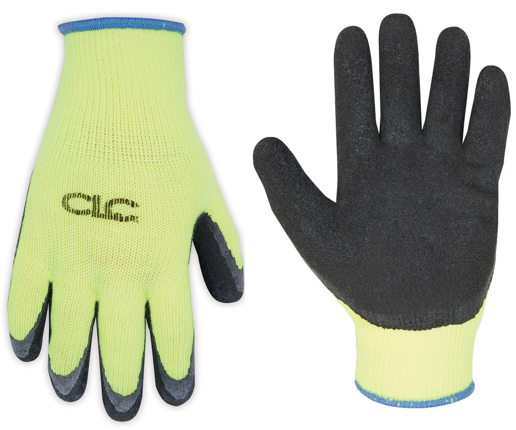 CLC Work Gear 2339L Large Hi-Viz? Cold Weather Latex Dip Gripper Gloves ...