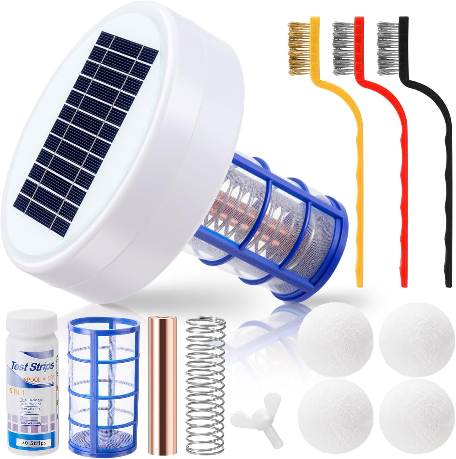 CLCL Solar Pool Ionizer Automatic Floating Pool Cleaner, Water Ionizer ...