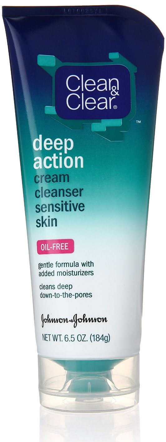 CLEAN & CLEAR Deep Action Cream Cleanser, Sensitive Skin Oil-Free 6.50 ...