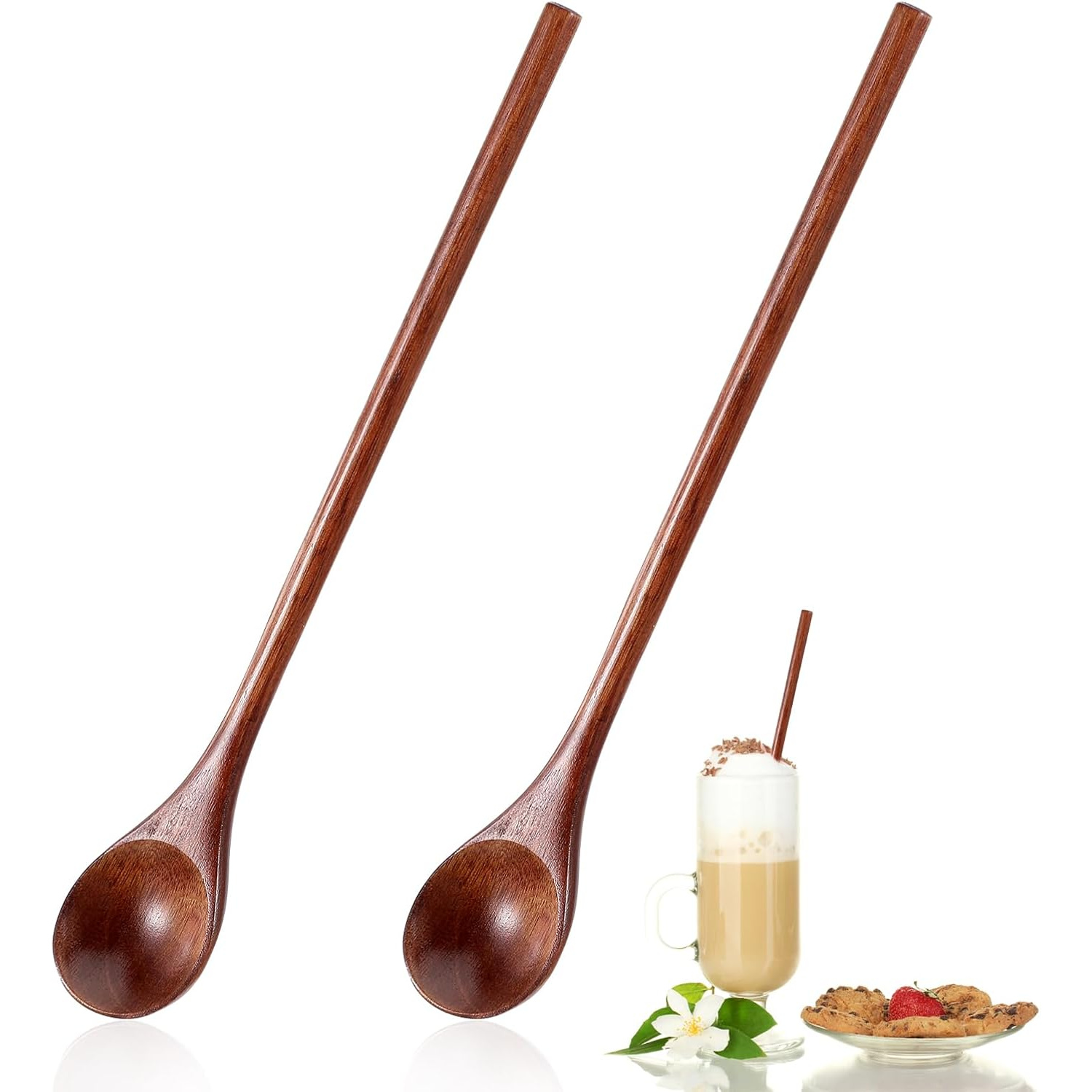 CLEANCOOL 2 Pcs Long Wooden Spoon,Wooden Honey Spoon,7.8 Inch Wood ...