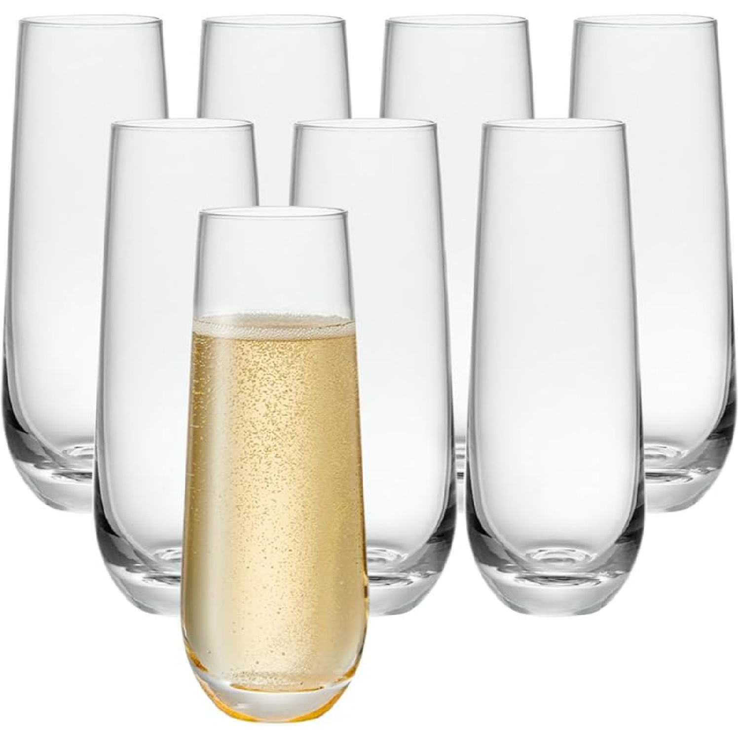 CLEANCOOL [9 oz. Stemless Champagne Glasses Set of 8, Flute Crystal ...