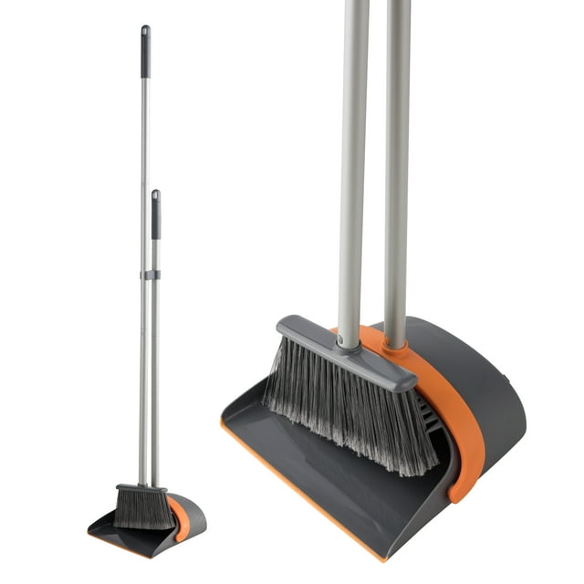 "CLEANHOME Full Size Broom and Dust Pan Set, 52"" Lightweight with Iron ...