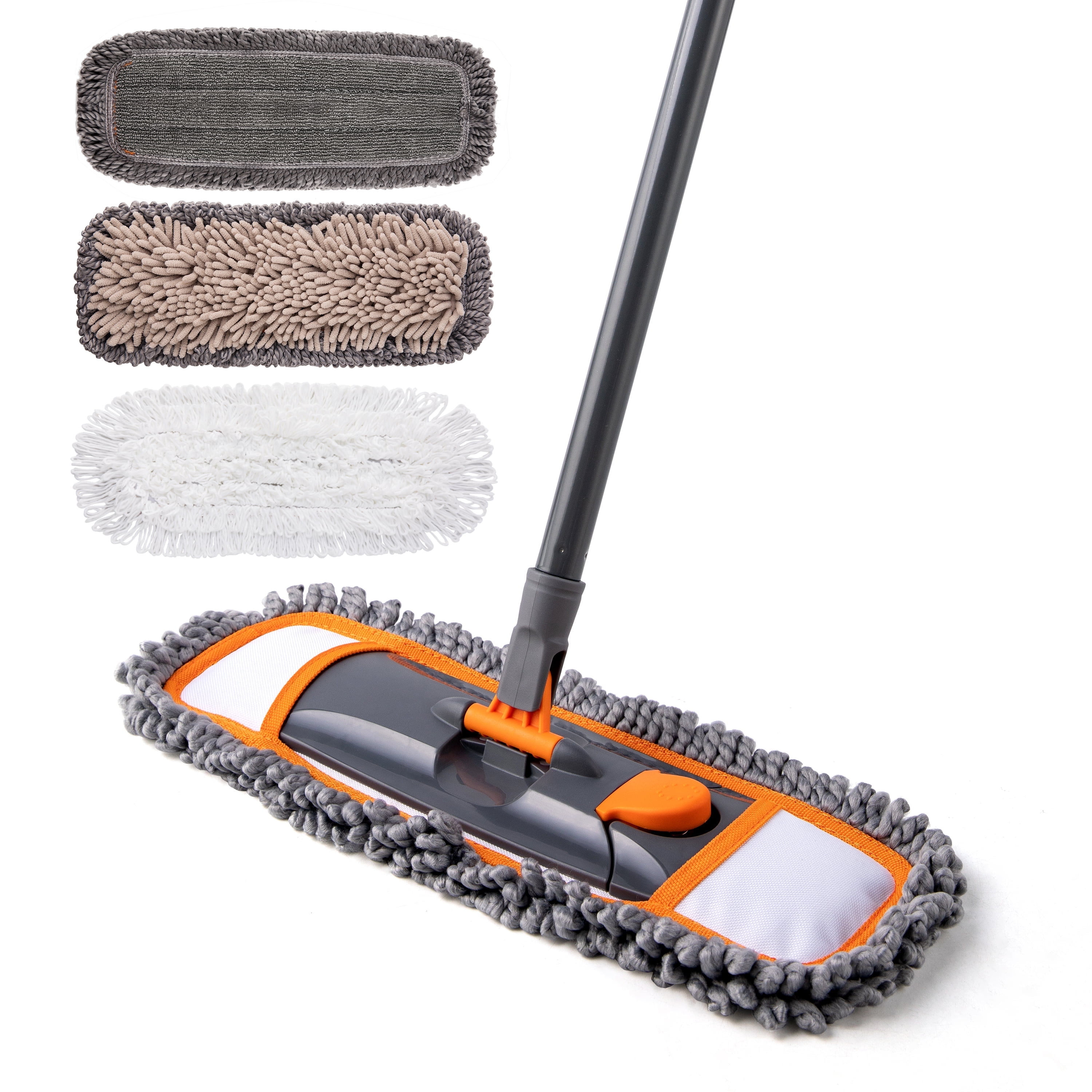 CLEANHOME Adjustable Dust Flat Mop with Microfiber Pads for Hard ...