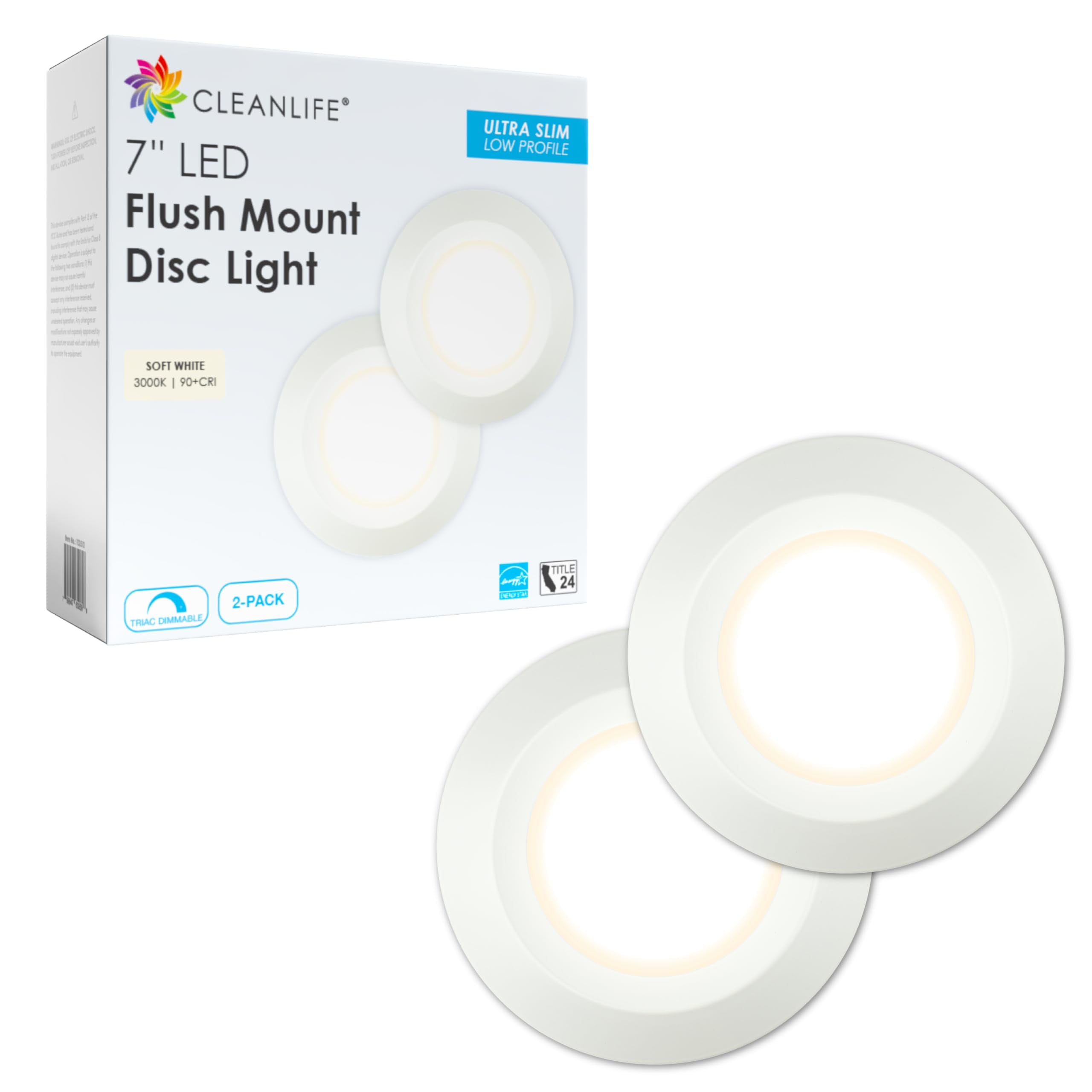 CLEANLIFE 7" LED Flush Mount Ceiling Light - Energy Efficient Puck ...