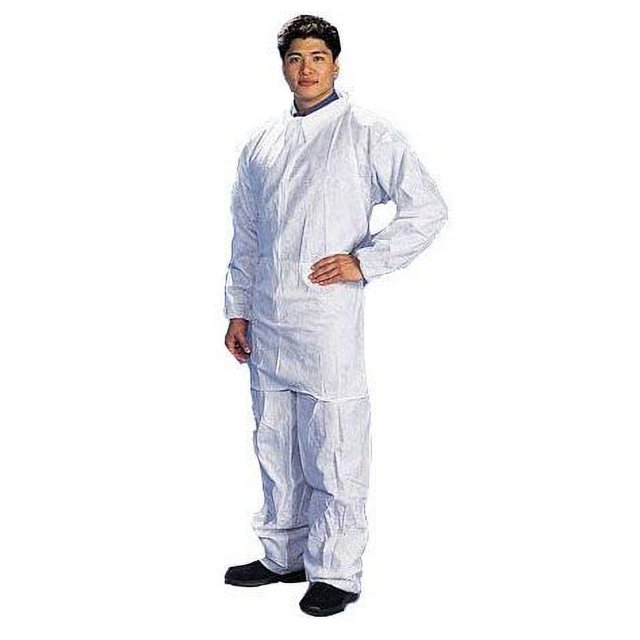 CLEANPRO White Microporous Polypropylene Disposable Coveralls, 25 Count ...