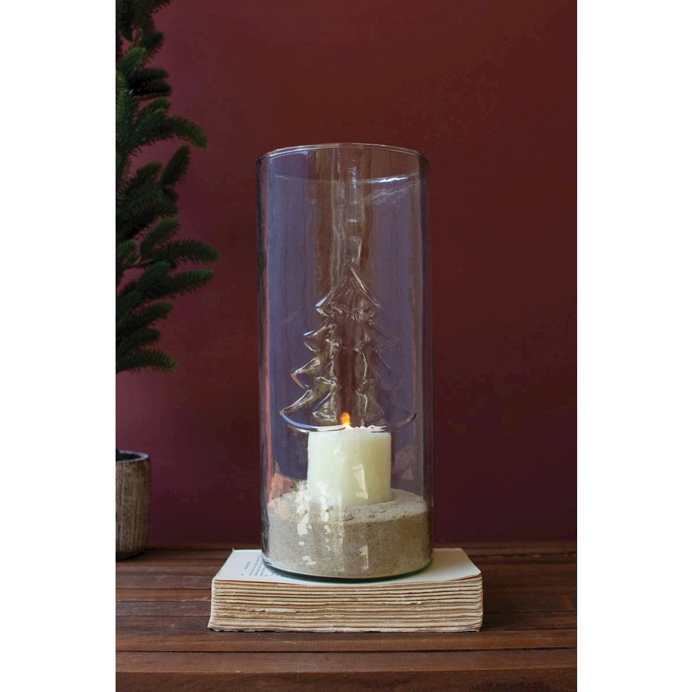 CLEAR GLASS CYLINDER WITH EMBOSSED CHRISTMAS TREE - Walmart.com