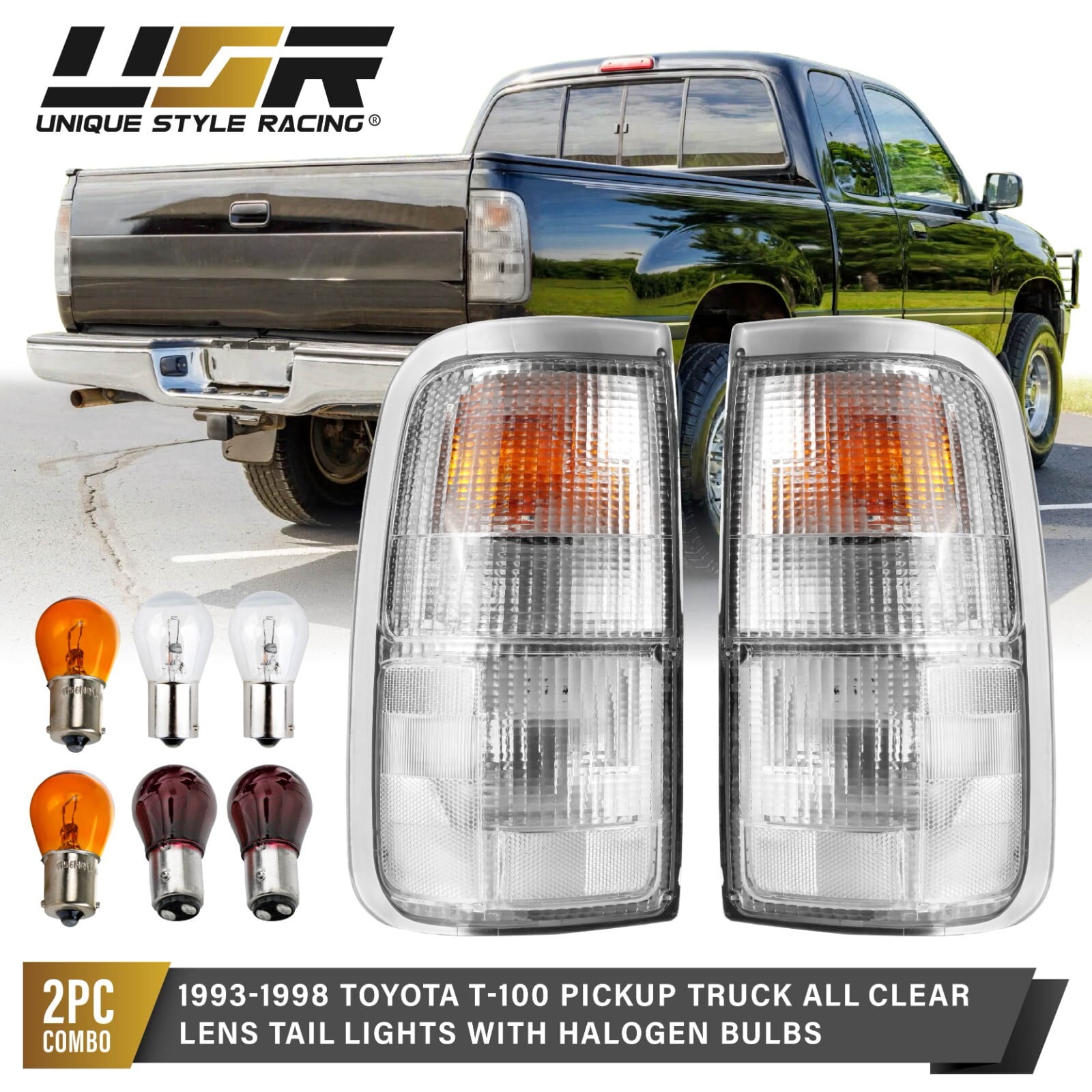 CLEAR Lens Tail Light Set L+R For 93-98 Toyota T100 PickUp T-100 Truck ...