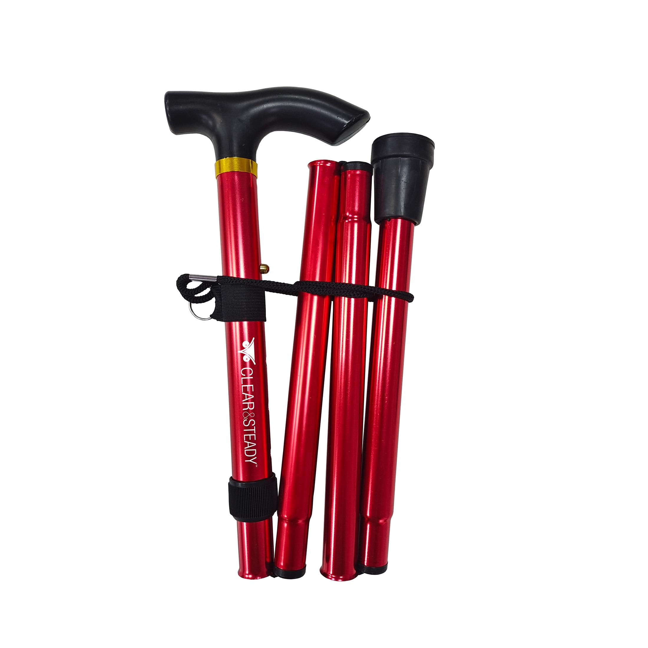 CLEAR&STEADY Walking Cane, Lightweight, Foldable-Wine - Walmart.com