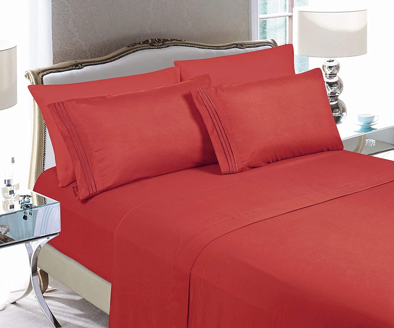 Soft & Wrinkle-Resistant King Bed Sheet Set - Microfiber 1500 Series ...