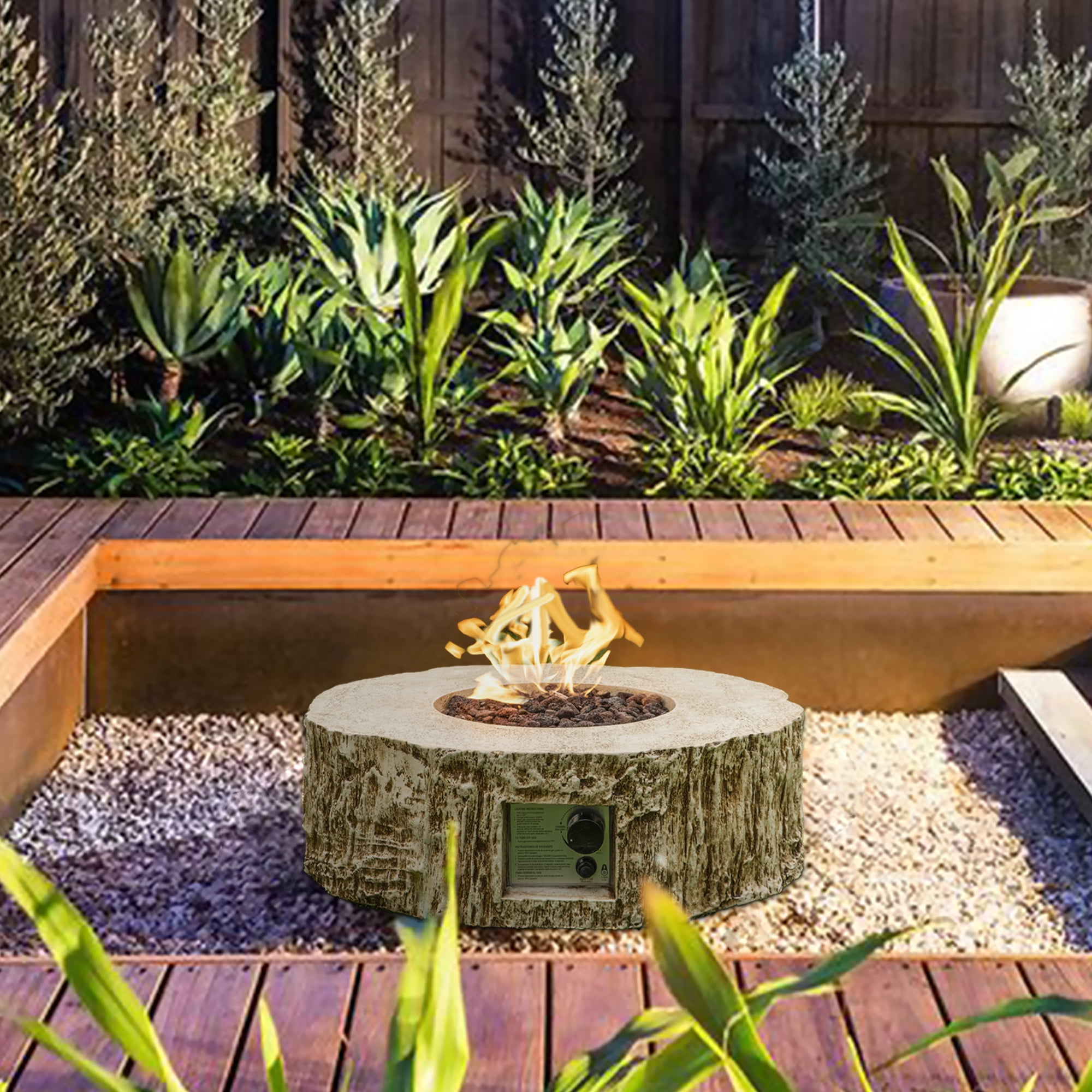 CLEARANCE! 28'' Ore Powder 30,000 BTU Exterior Faux Stone Propane Fire ...