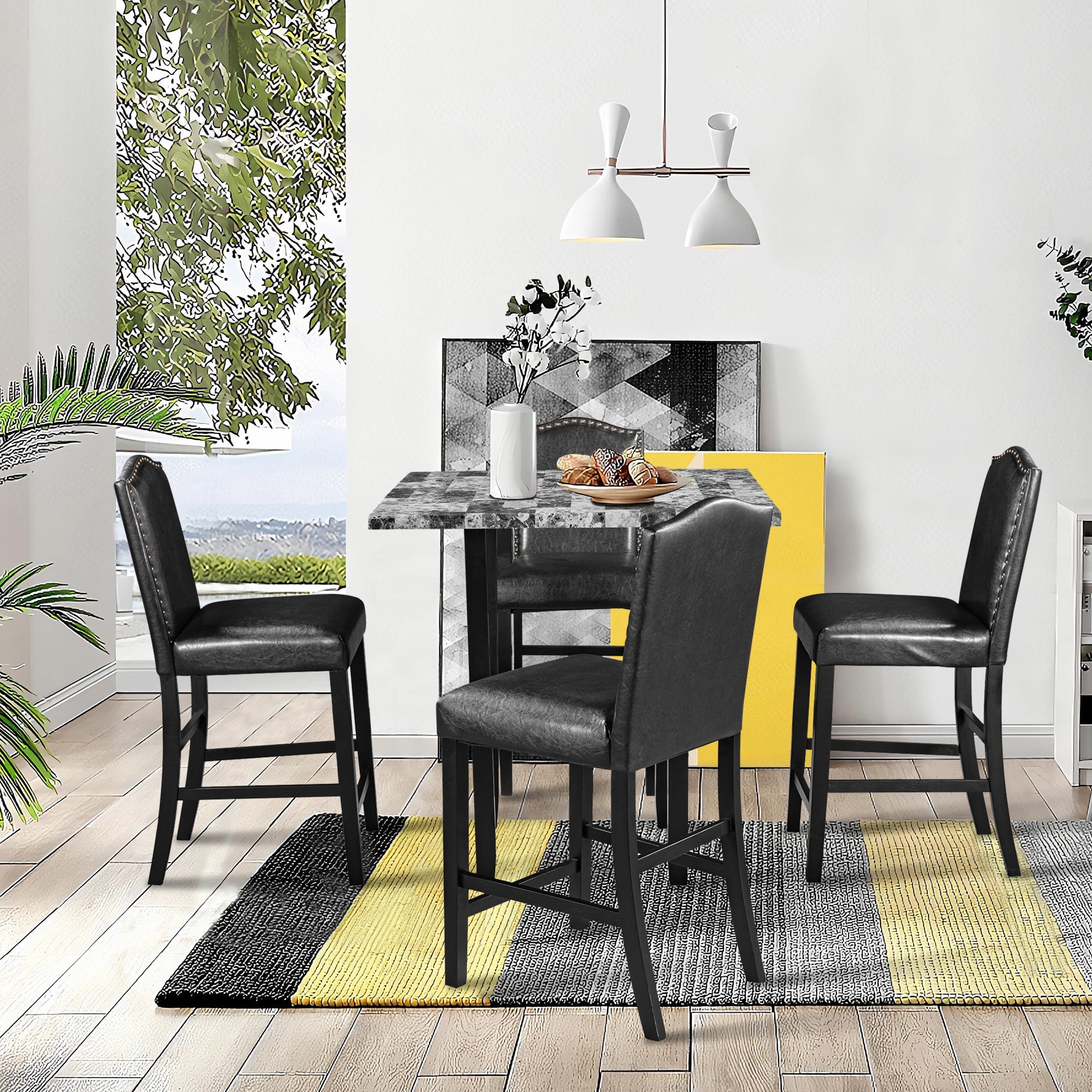 CLEARANCE! 5 Piece Dining Set with Matching Chairs and Bottom Shelf for ...