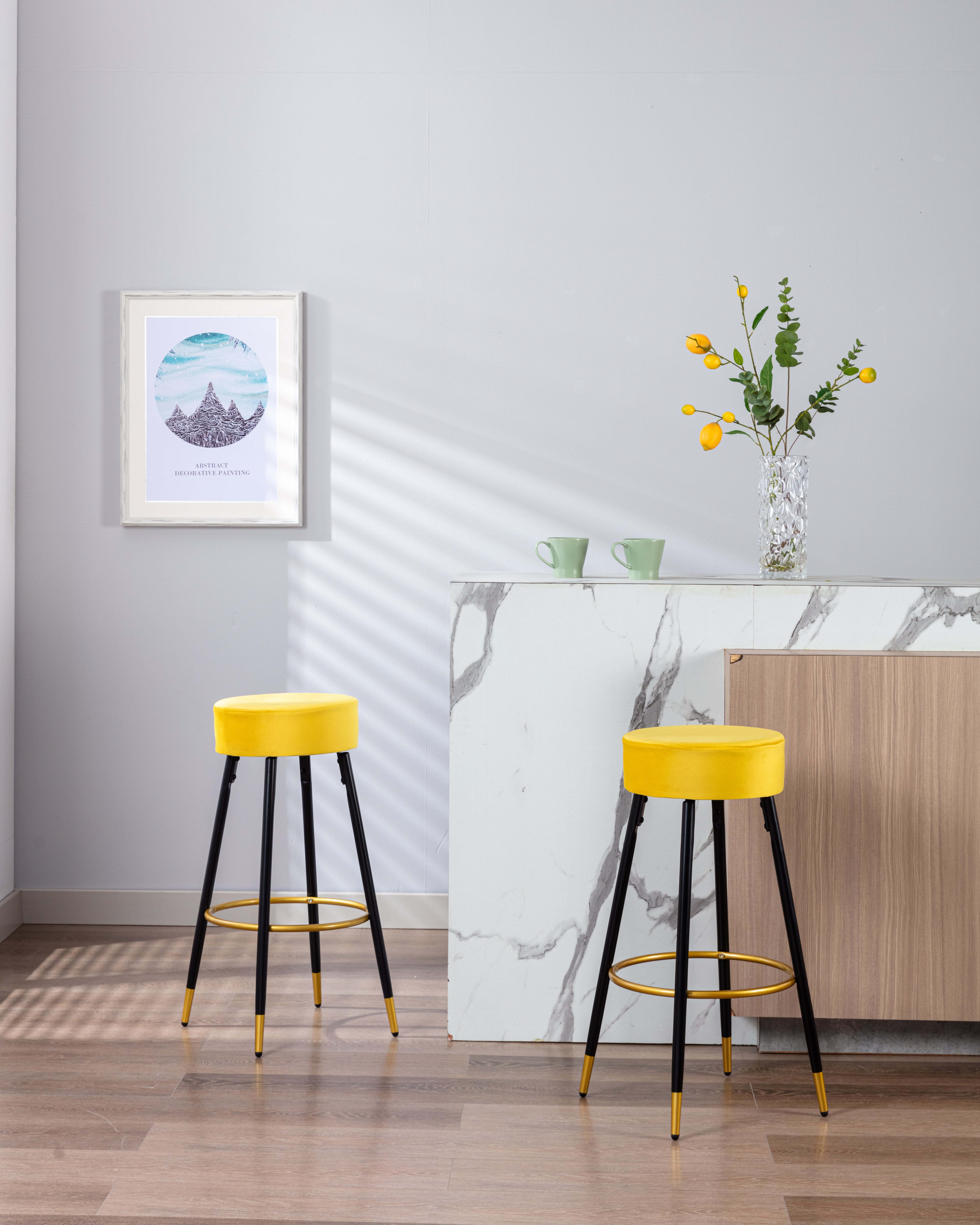 CLEARANCE! Counter Height Bar Stools Set of 2, Velvet Kitchen Stools ...