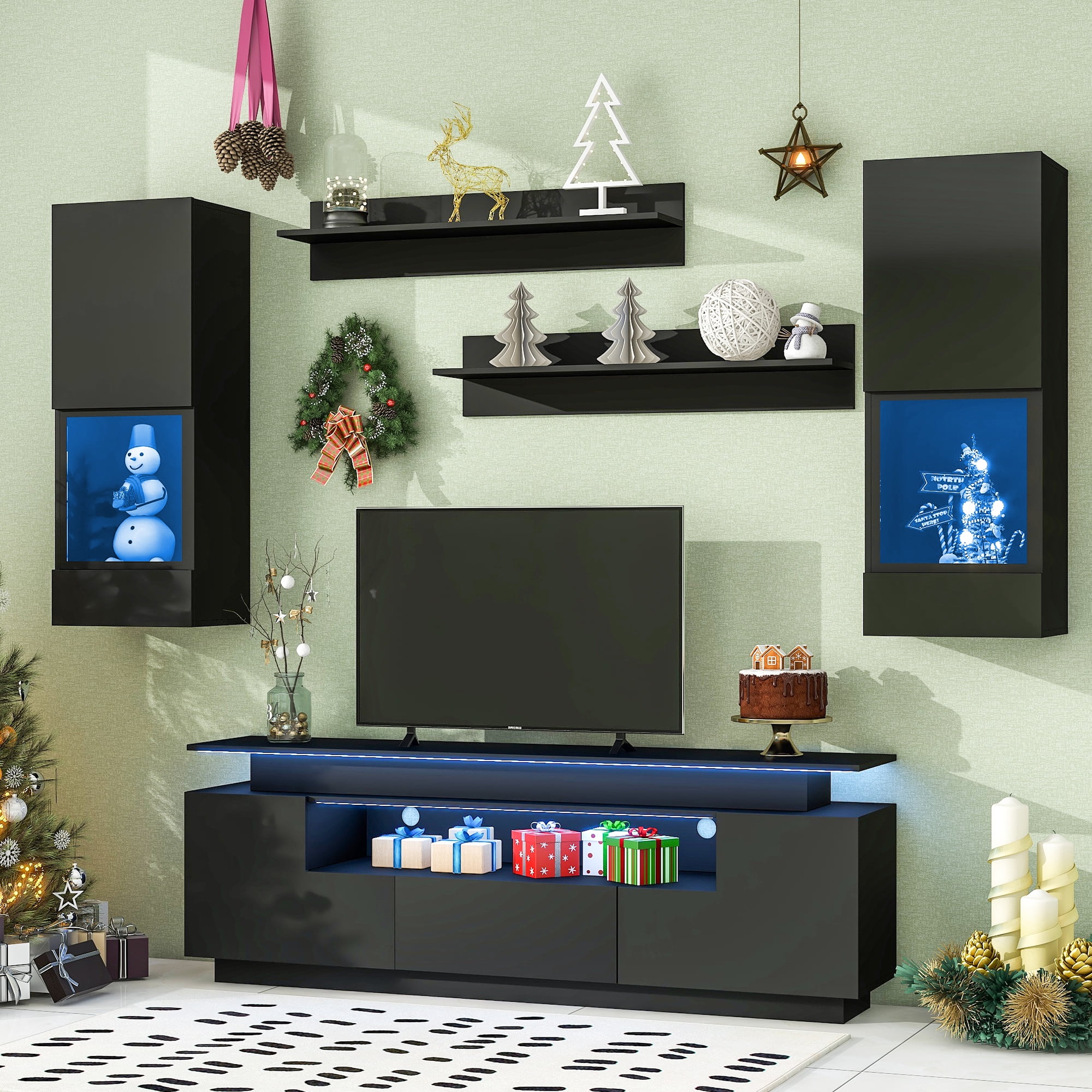 CLEARANCE! Stylish Functional TV stand, 5 Pieces Floating TV Stand Set ...