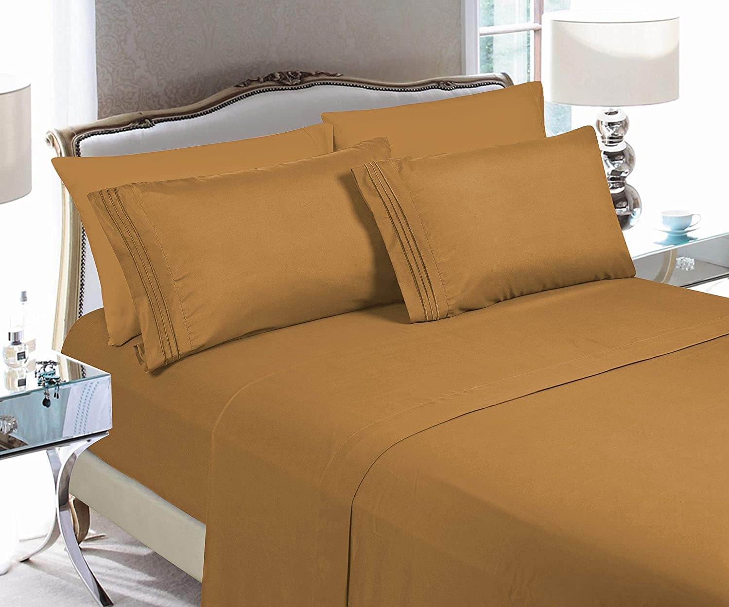 Queen Sheet Set - Breathable, Wrinkle-Free, Fade-Resistant Microfiber ...