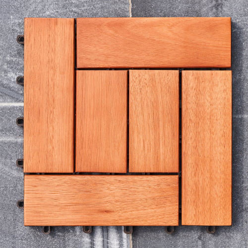 CLEARANCE! Wood Interlocking Flooring Tiles (Pack of 10), Solid Wood ...