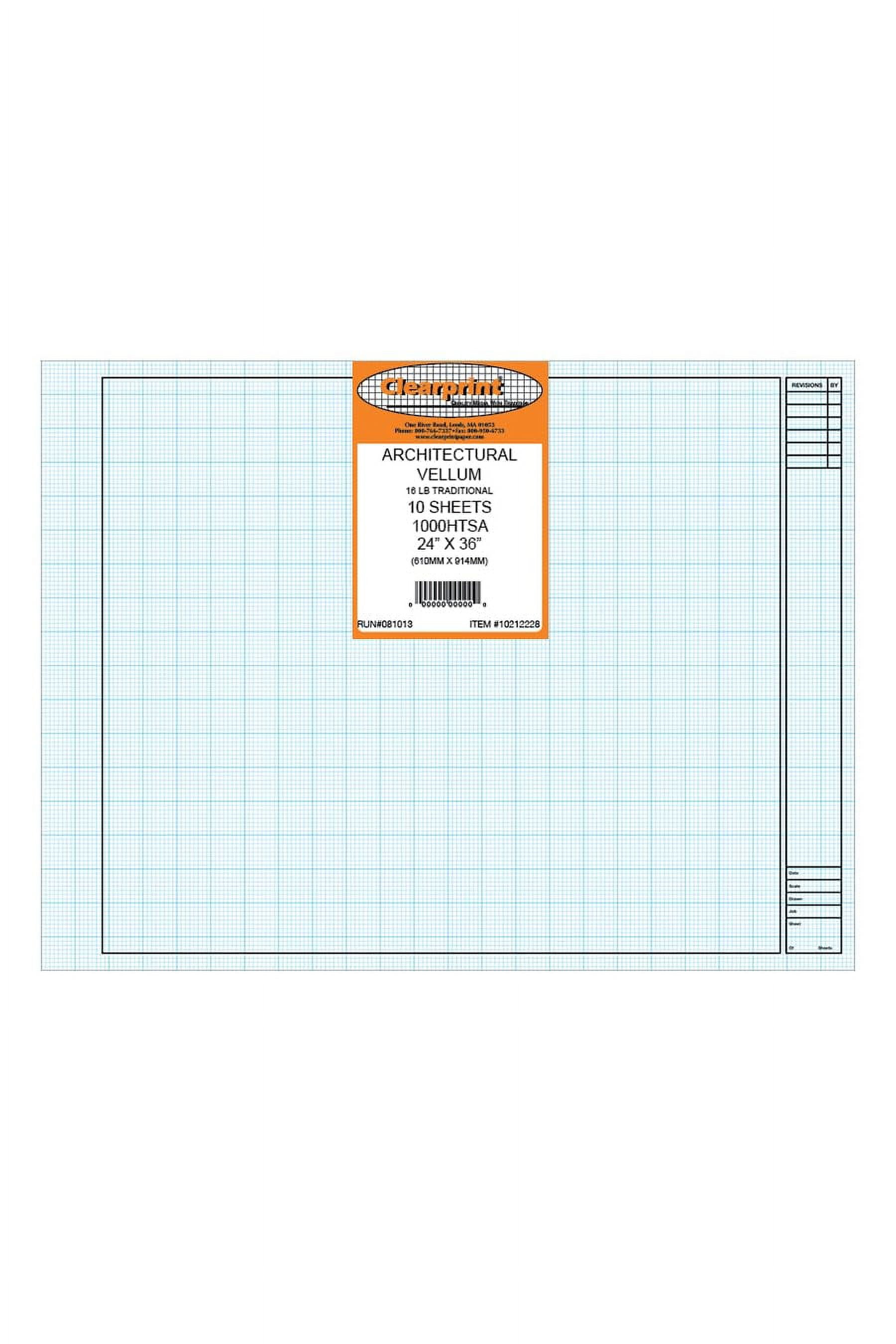 CLEARPRINT VELLUM 1000HTSA 8X8 GRID 10 SHEETS 24X36 - Walmart.com