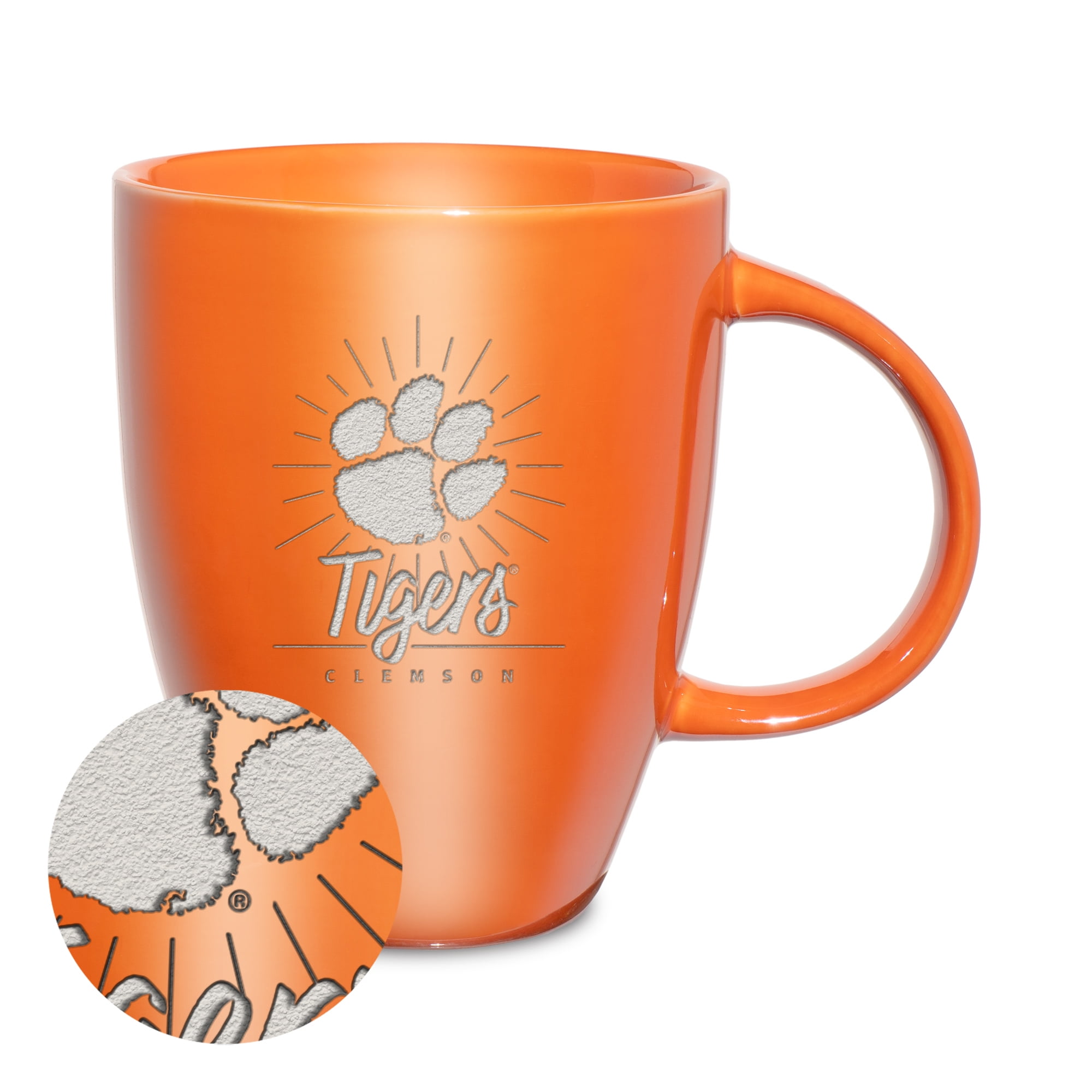 CLEMSON SUNBURST 18OZ LASER ENGRAVED CERAMIC LUSTRE MUG - ORANGE ...