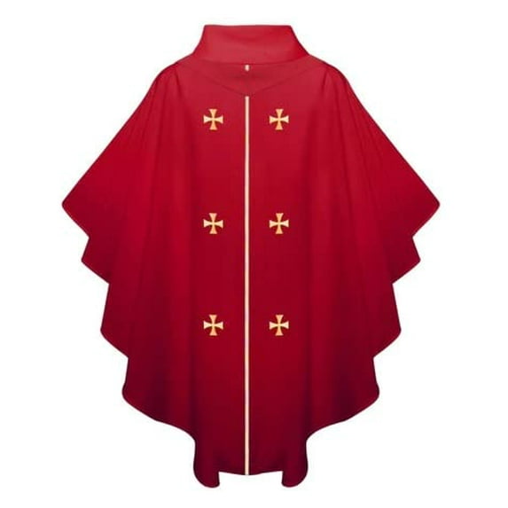 CLERKMANS Red Crosses One Size Fits All Church Priest Chasuble Robe ...