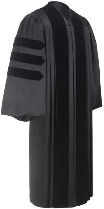 CLERKMANS Unisex Deluxe Doctoral PhD Graduation Gown - Doctorate Robe ...