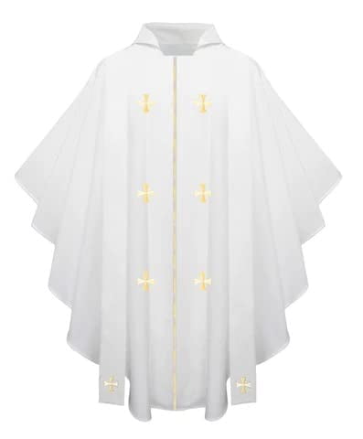 CLERKMANS White Crosses One Size Fits All Church Priest Chasuble Robe ...