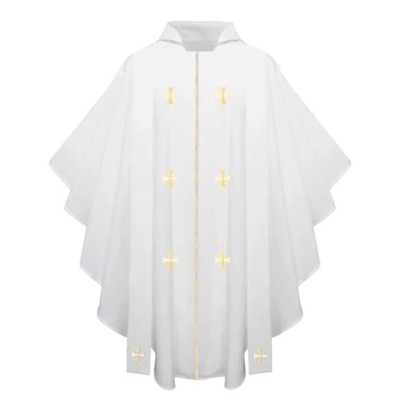 CLERKMANS White Crosses One Size Fits All Church Priest Chasuble Robe ...