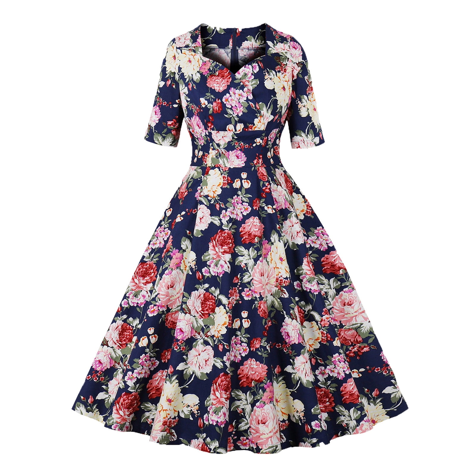 CLESALE Prom Dress Elegant Short Sleeve Solid Color Dresses Daily Lapel ...