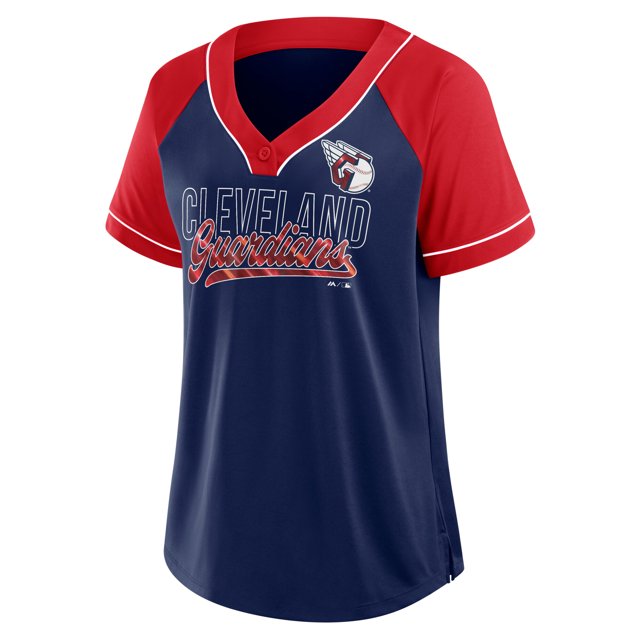 Cleveland Guardians Women’s Navy Push The Envelope Poly Fashion Top, Up ...