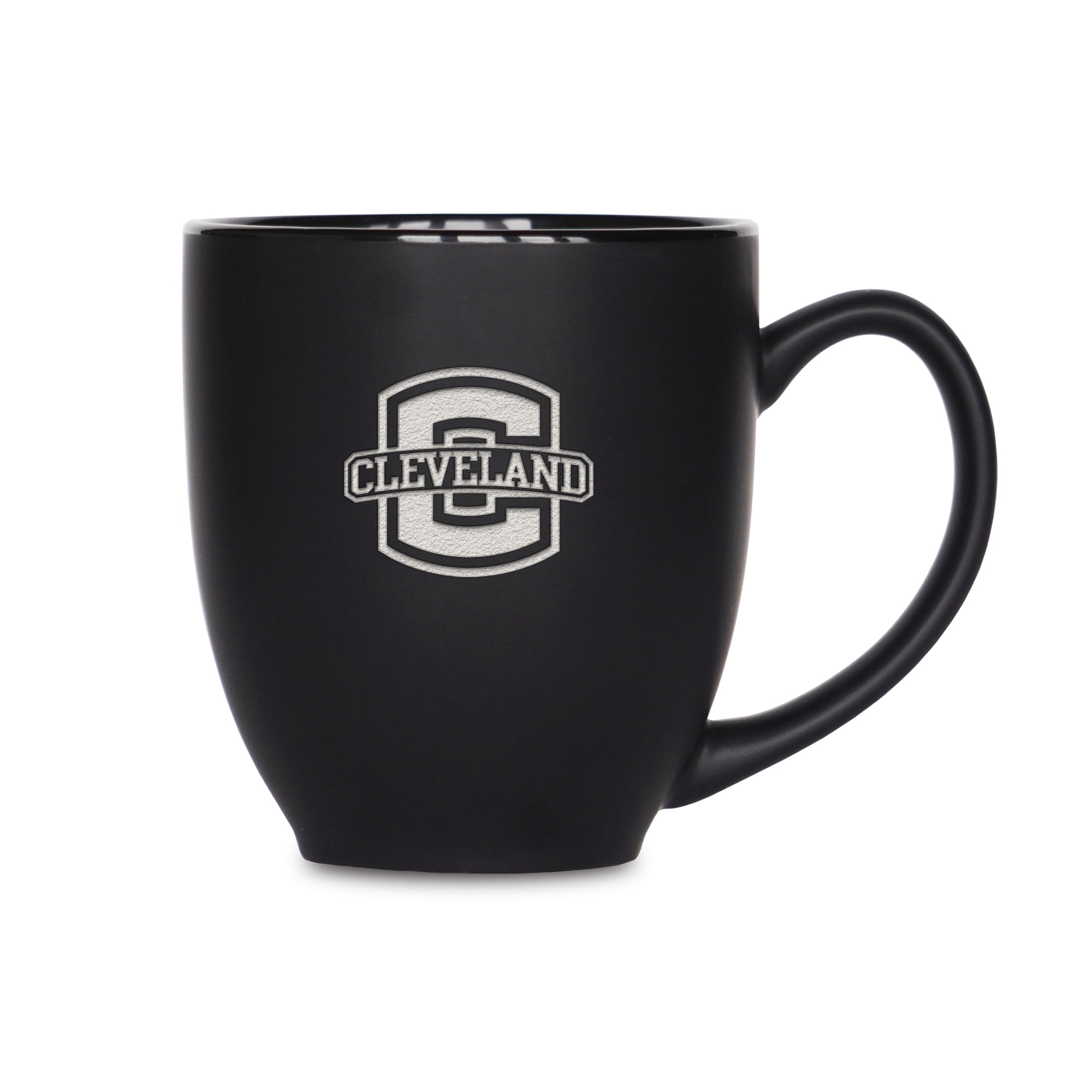 CLEVELAND HIGH SCHOOL LASER ENGRAVED 15OZ MATTE BLACK CERAMIC BISTRO ...