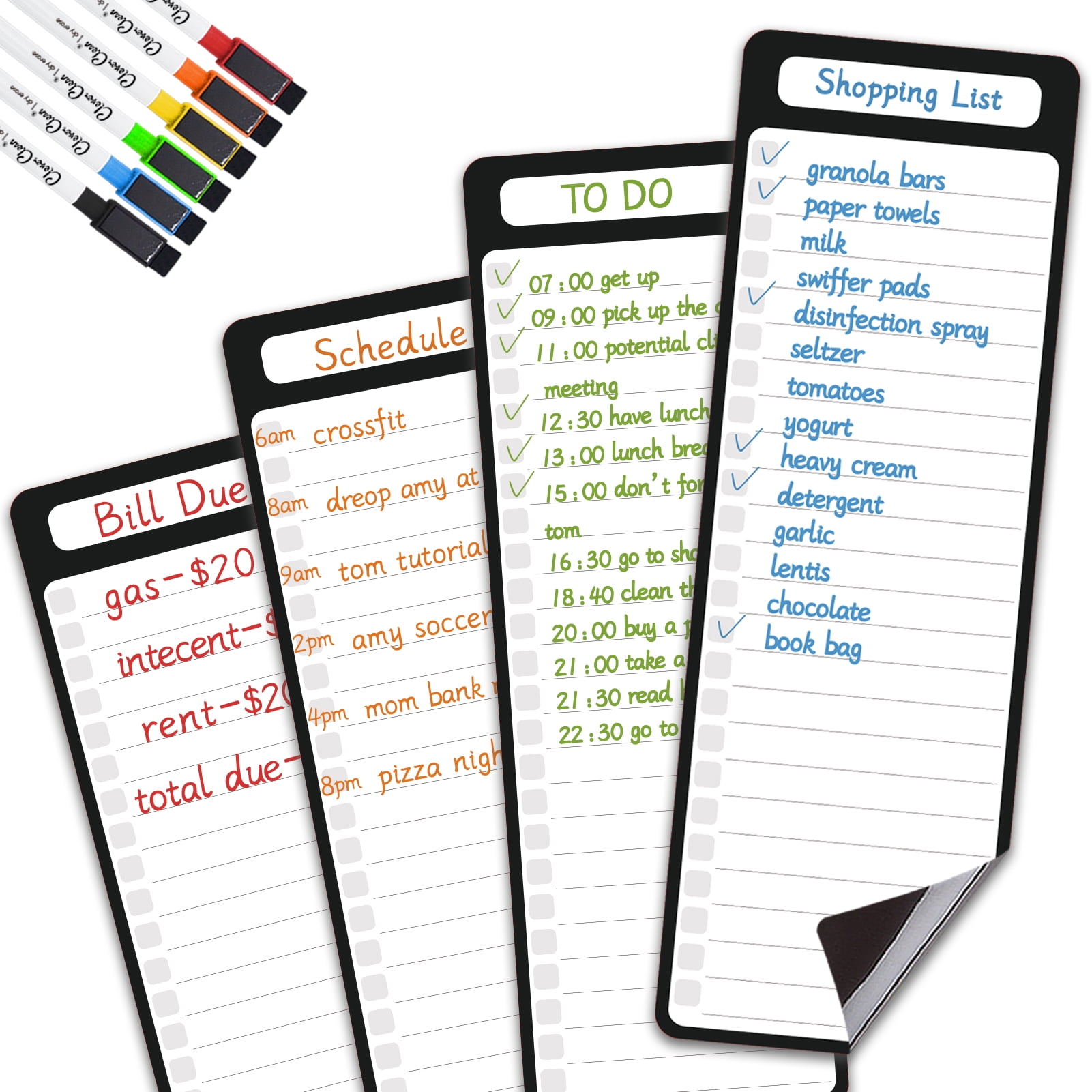 CLEVER CLEAN Magnetic Dry Erase List Board - 4"x12" Multifunctional ...