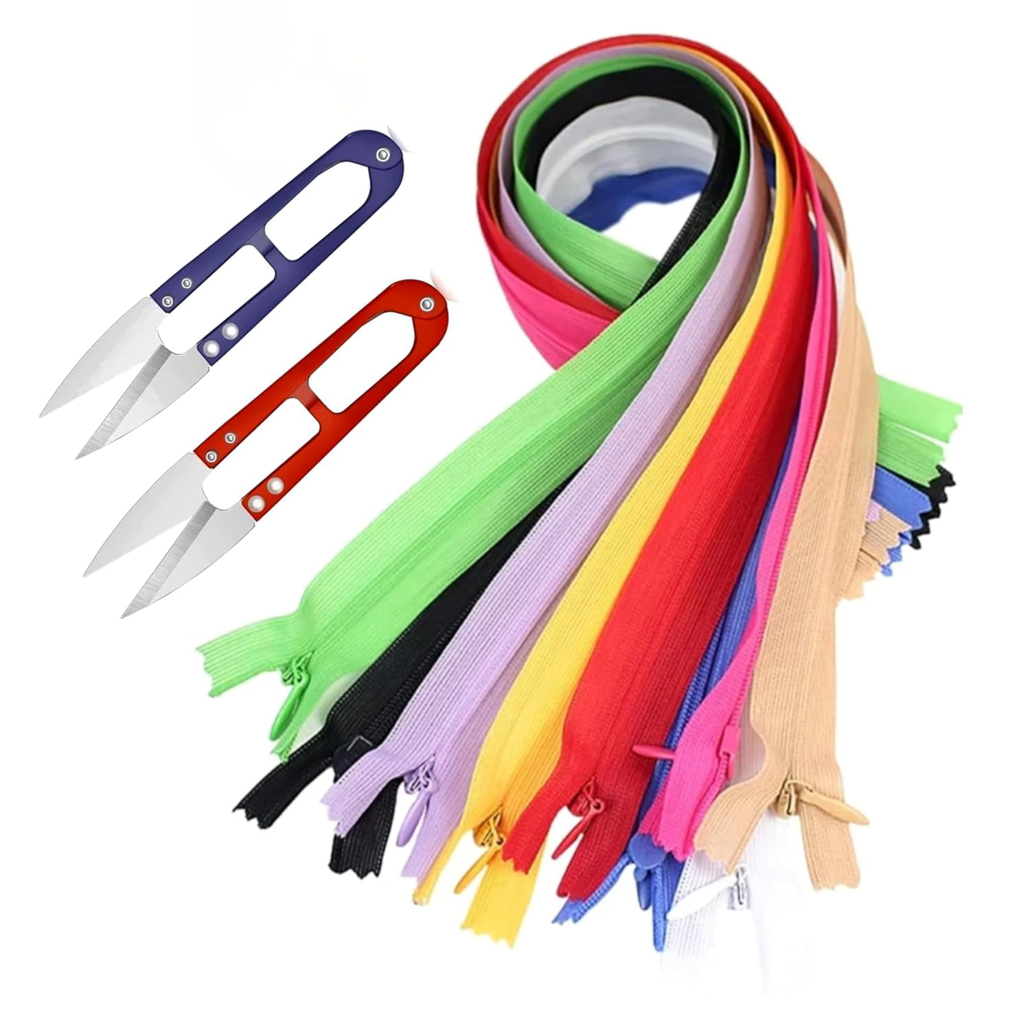 CLEZARO Pack of 8 PCS Colorful 16Inch Nylon Zippers with 2 Pcs Thread ...