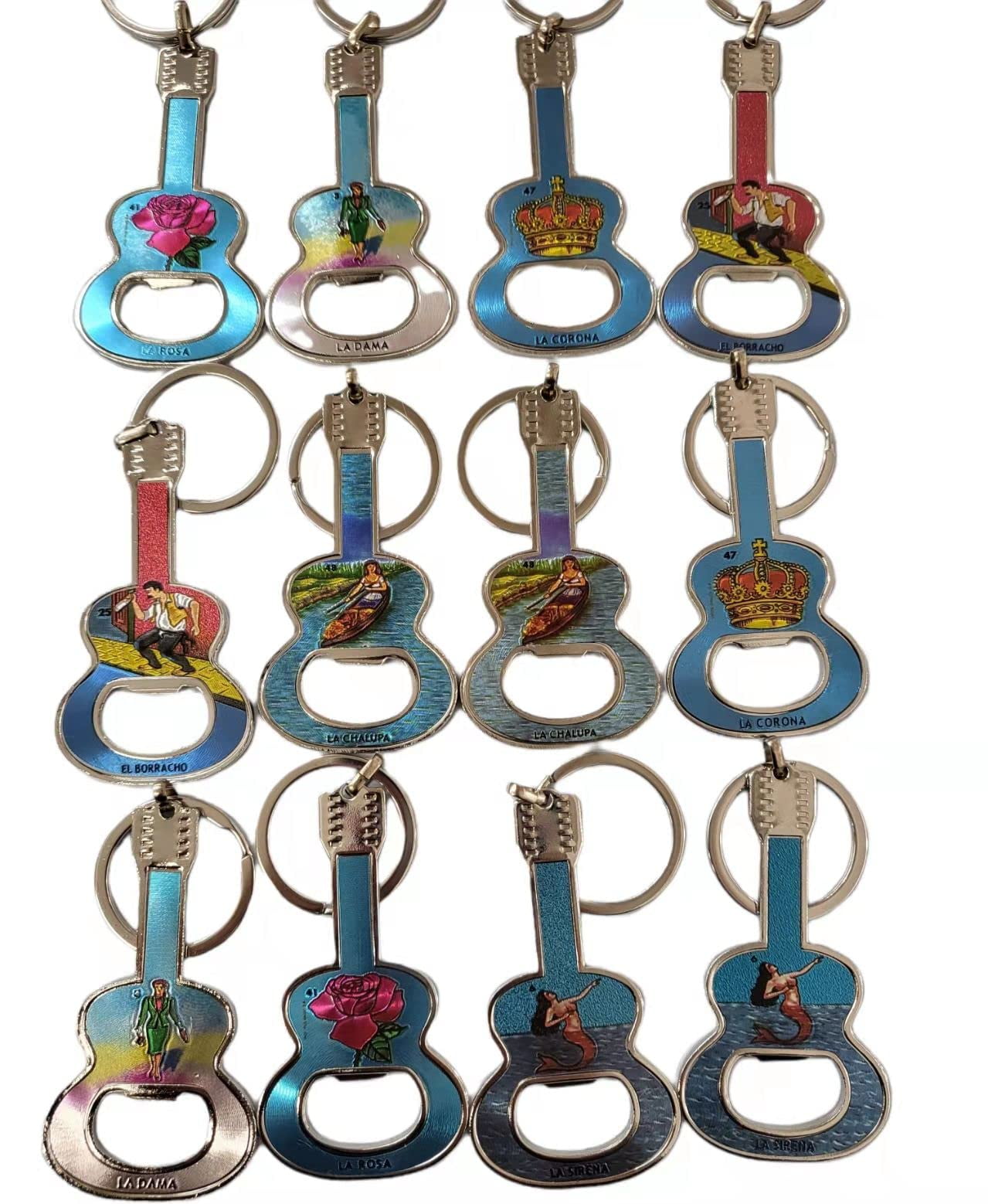 CLGIFT Set of 12 Loteria Mexican Bingo Game Bottle Opeacer Keychain ...