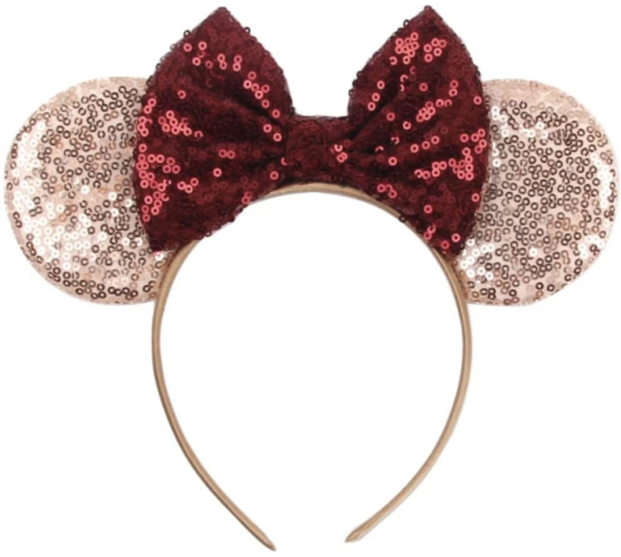 CLGIFT rose gold Burgundy Minnie ears, rose gold Minnie, Minnie ears ...