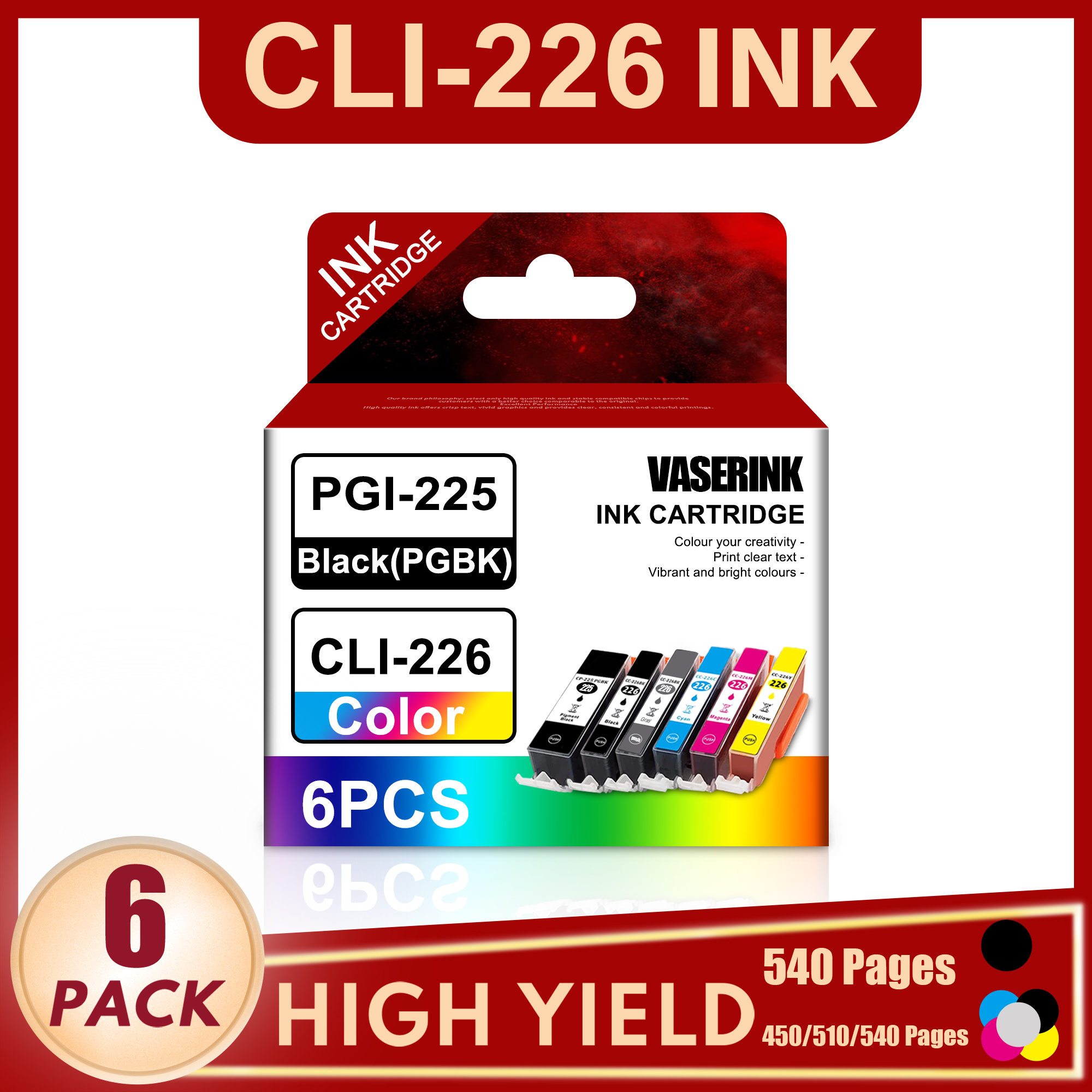 Premium Compatible Ink Printer Cartridge Replacement for Canon CLI-226 ...