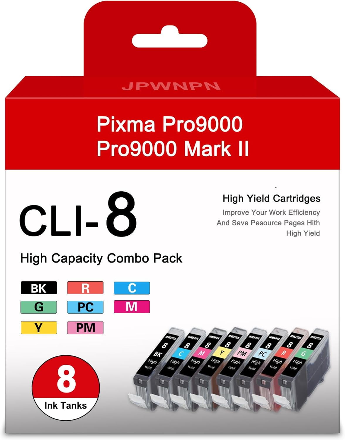 CLI-8 8 Color Multi Pack Ink Tank Vowdic Compatible Replacement for CLI-8 Ink Cartridges with ...