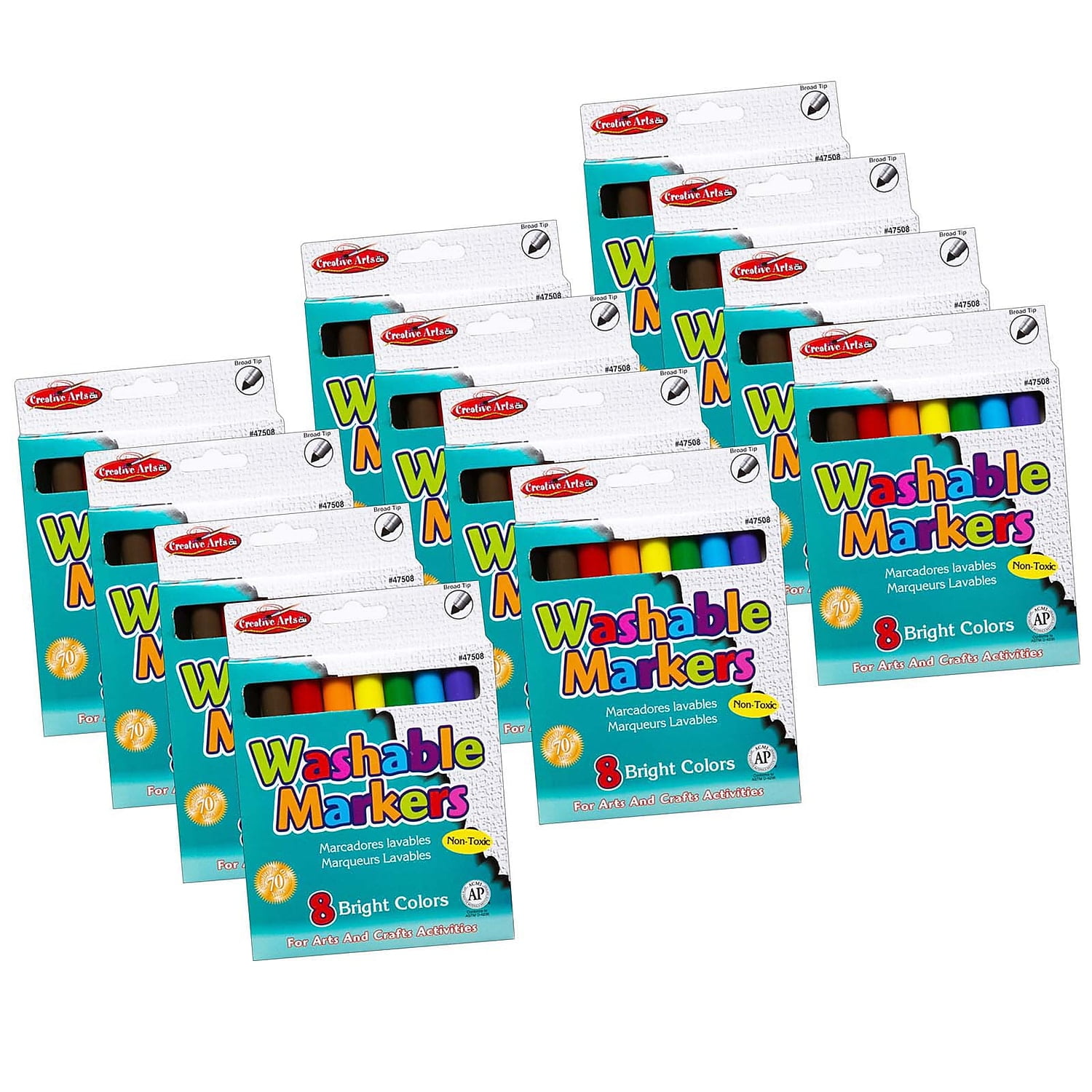 CLI Charles Leonard Creative Arts Washable Markers Broad Tip 8 Assorted ...