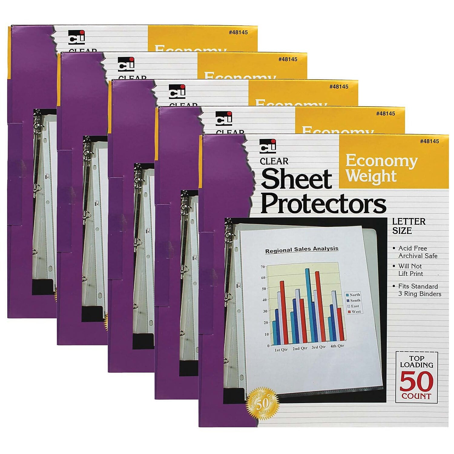 CLI Economy Sheet Protector 8.5" x 11" Clear 50/Box 5 Boxes (CHL48145-5 ...