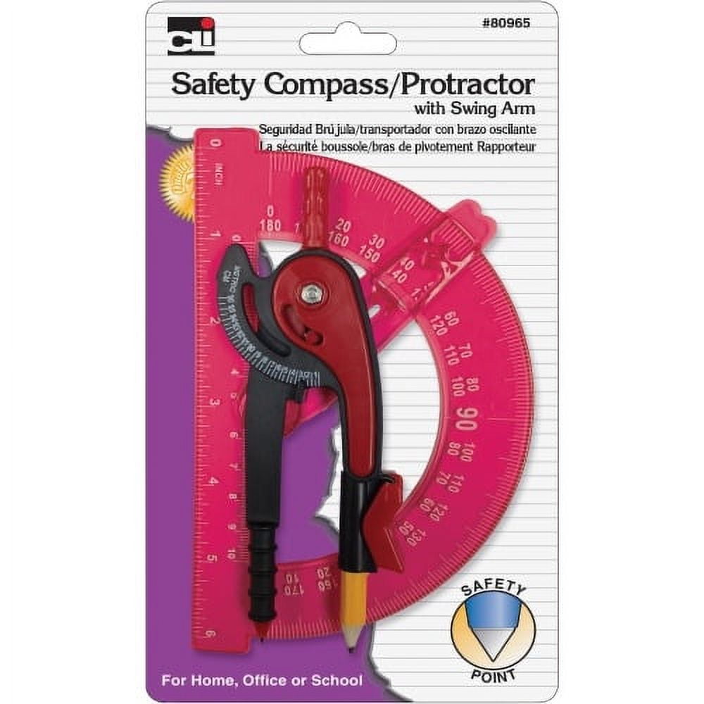 CLI, LEO80965ST, Swing Arm Safety Compass/Protractor, 12 / Display Box ...