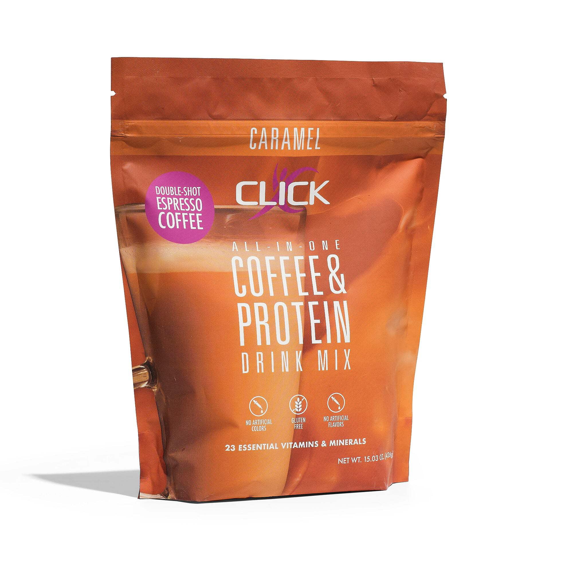 CLICK COFFEE & PROTEIN DRINK MIX, Meal Replacement, Caramel Flavor ...
