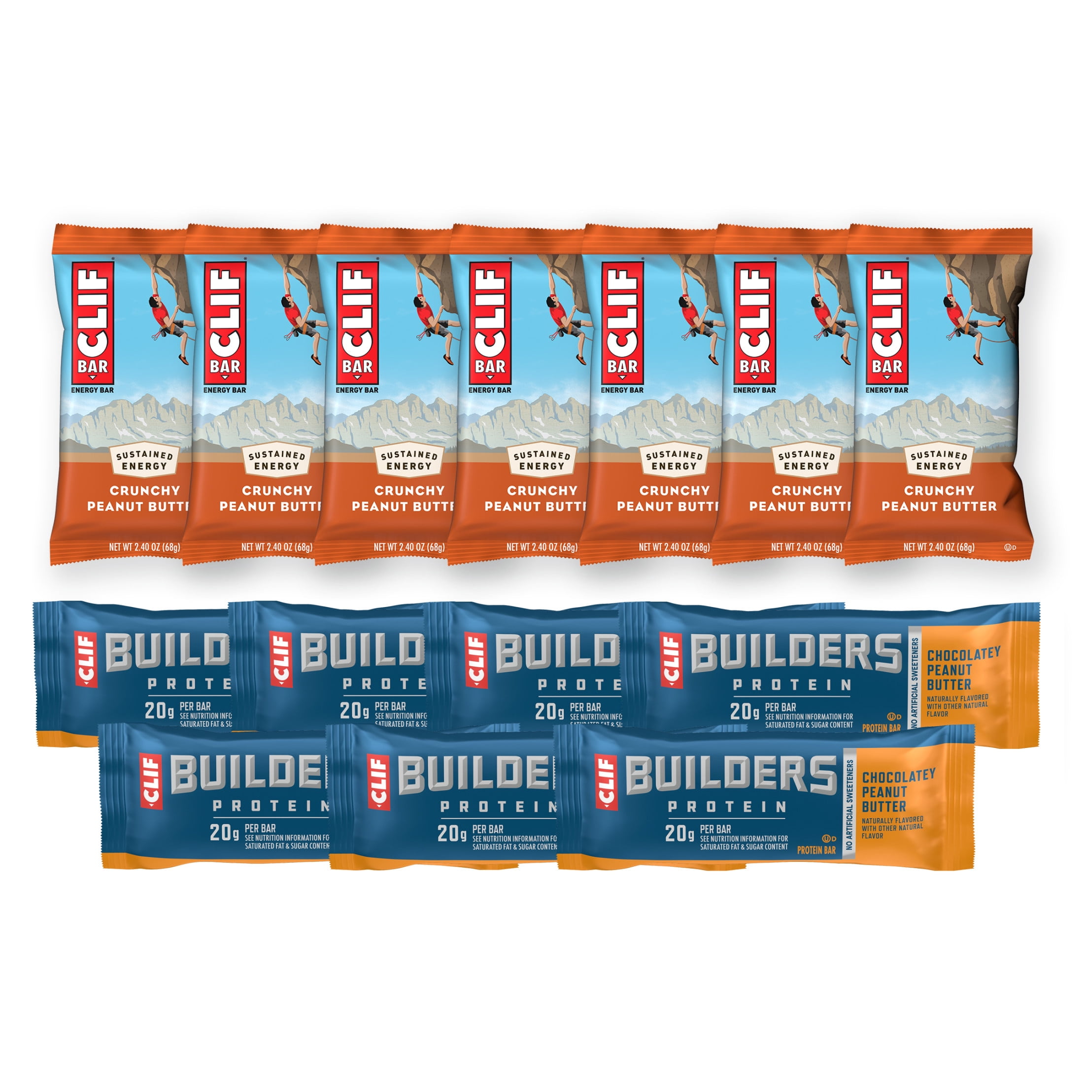 CLIF BAR Energy Bars and CLIF BUILDERS Plant Based Protein Bars, Peanut ...
