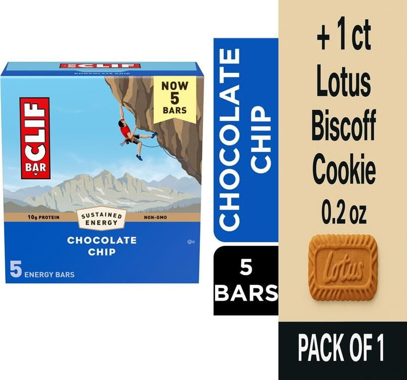 CLIF BAR Chocolate Chip Energy Protein Bars 5 ct - Pack of 1 & Lotus ...