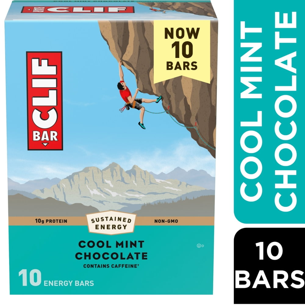 CLIF BAR Cool Mint Chocolate with Caffeine Energy Protein Bars - 10 ct ...