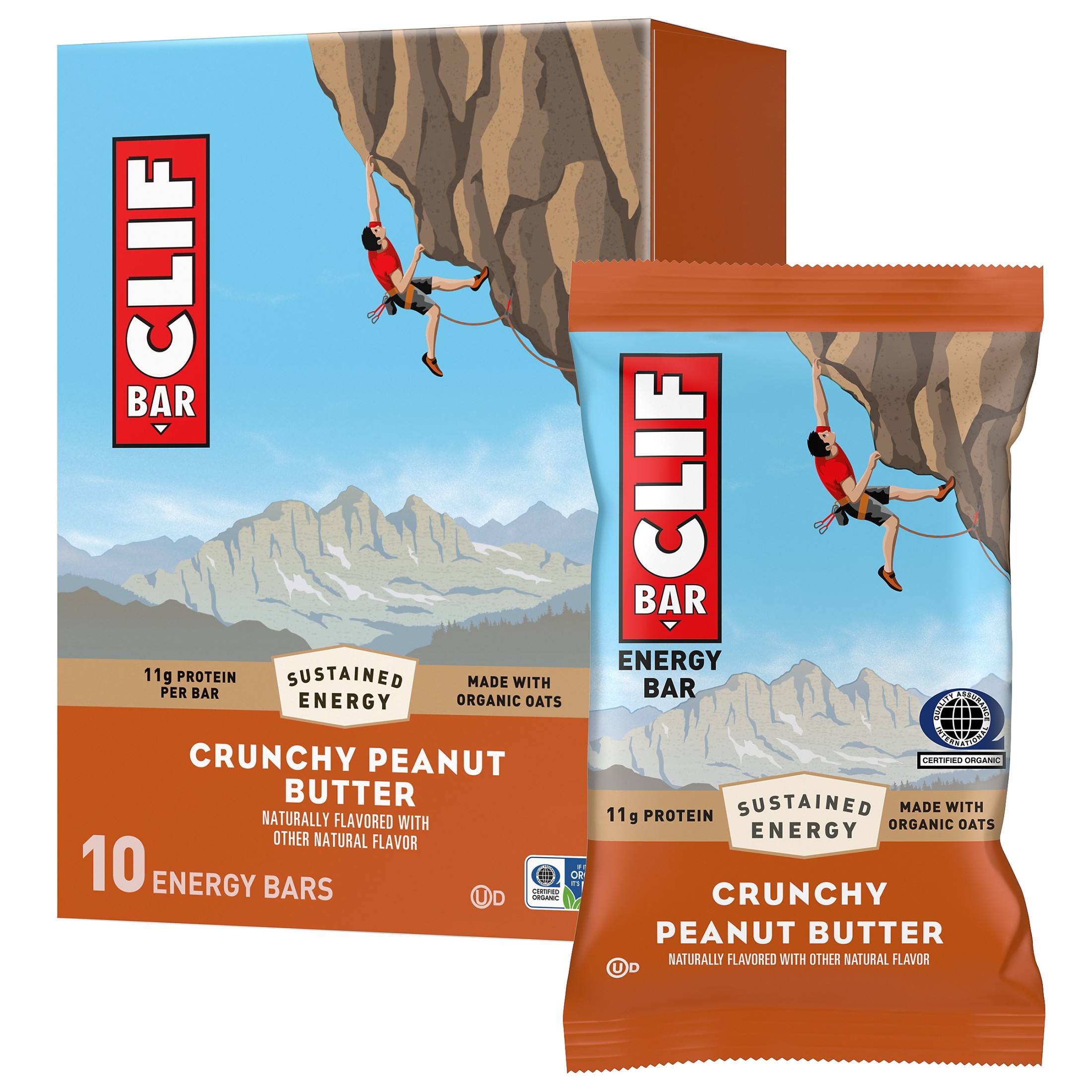 CLIF BAR Crunchy Peanut Butter Energy Bars, Plant Based Protein Bars ...