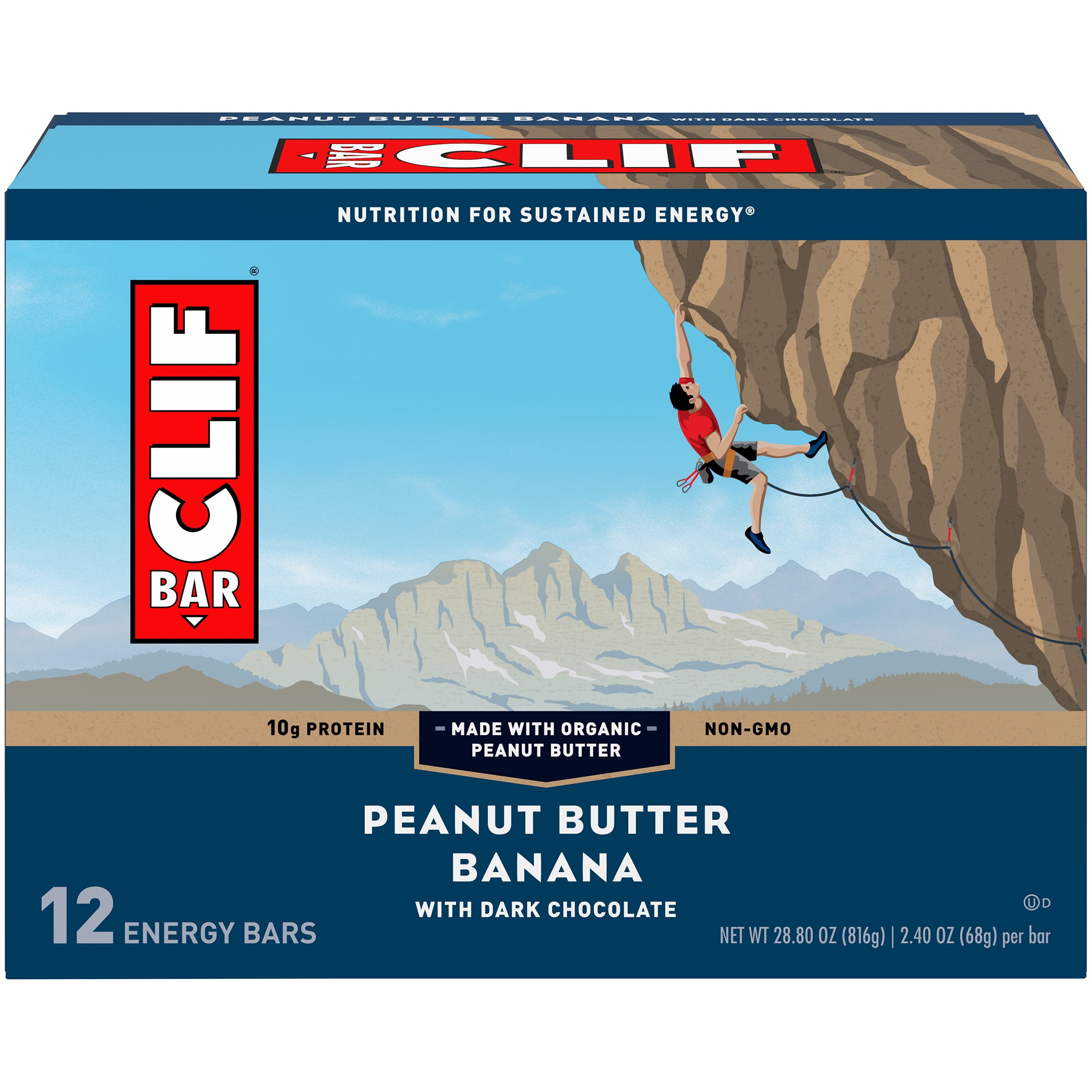 CLIF BAR - Vegan Peanut Butter Banana Dark Chocolate, Organic Oats, 10g ...