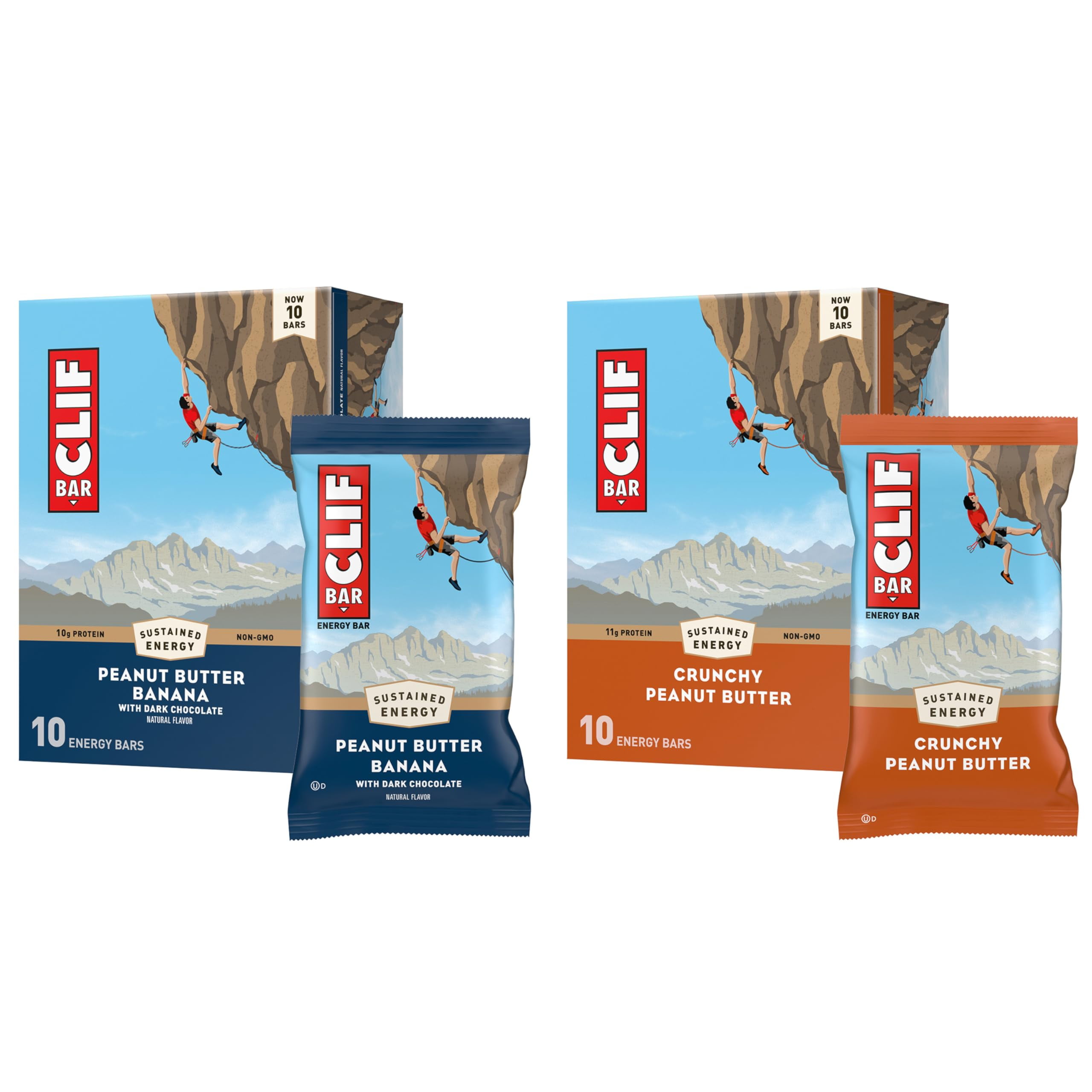 CLIF BAR - Peanut Butter Variety Pack - 2 Flavors - Made with Organic ...