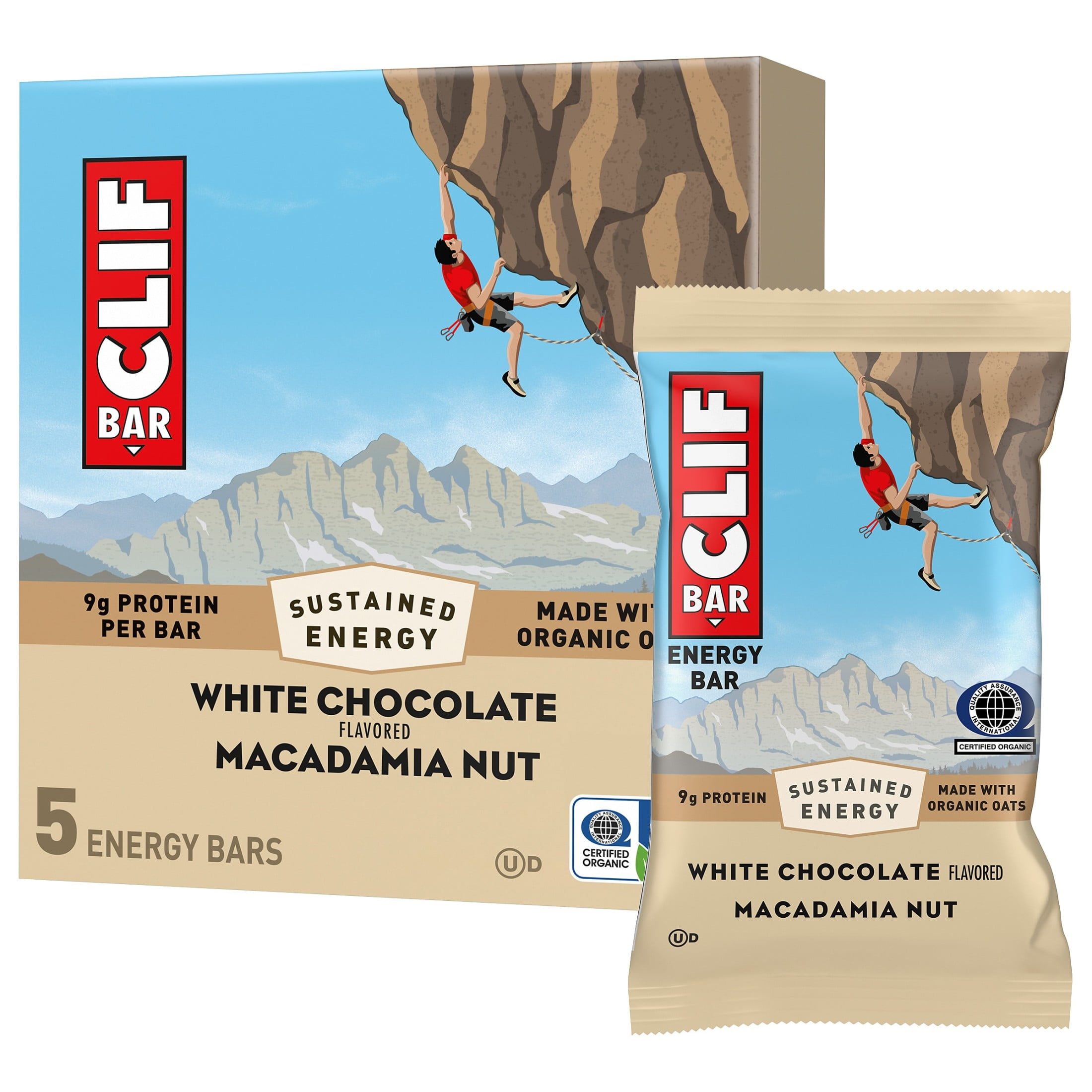 CLIF BAR White Chocolate Macadamia Nut Flavor Energy Bars, Plant Based ...