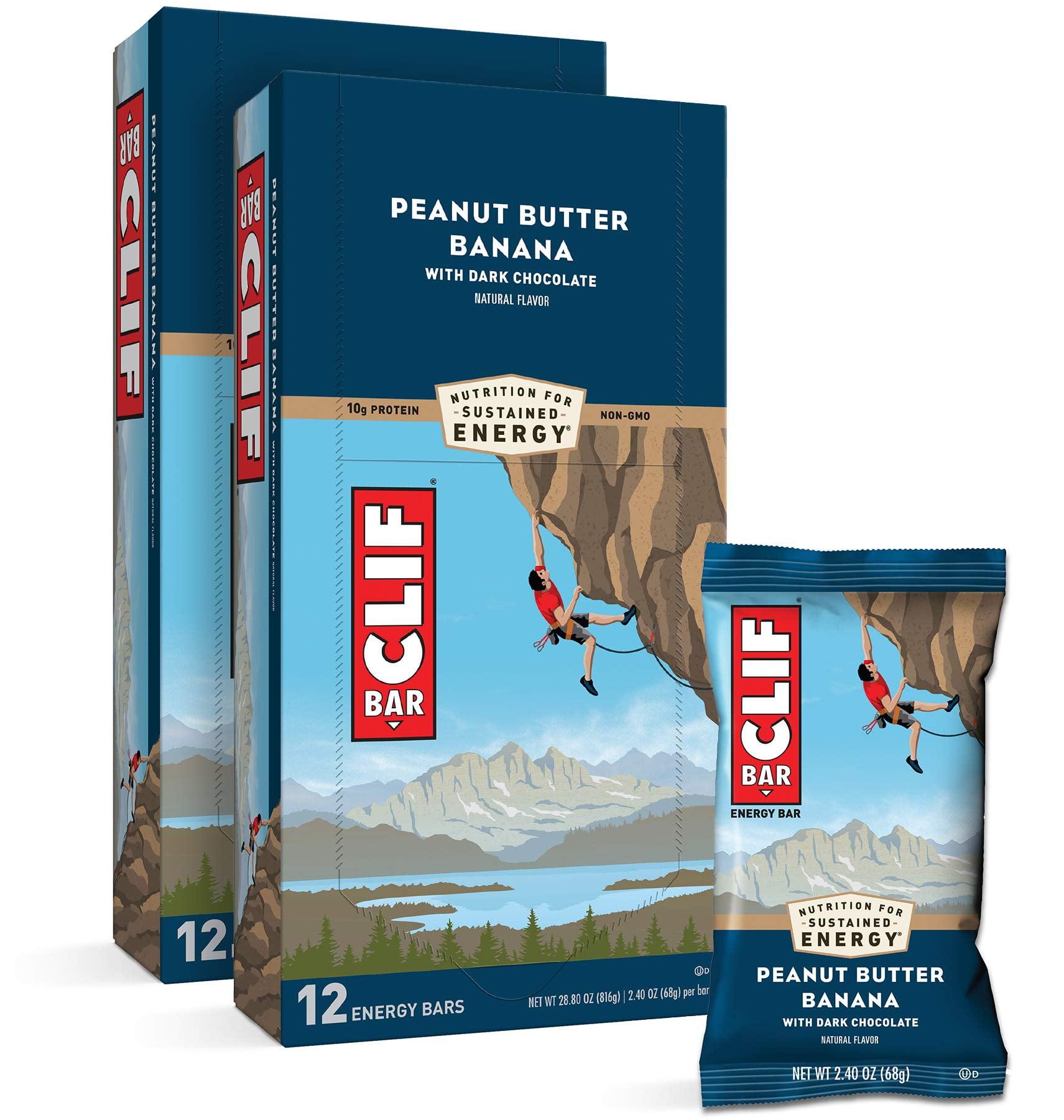 CLIF BARS - Energy MZF22 Bars - Peanut Butter Banana Dark Chocolate - Made with Organic Oats ...